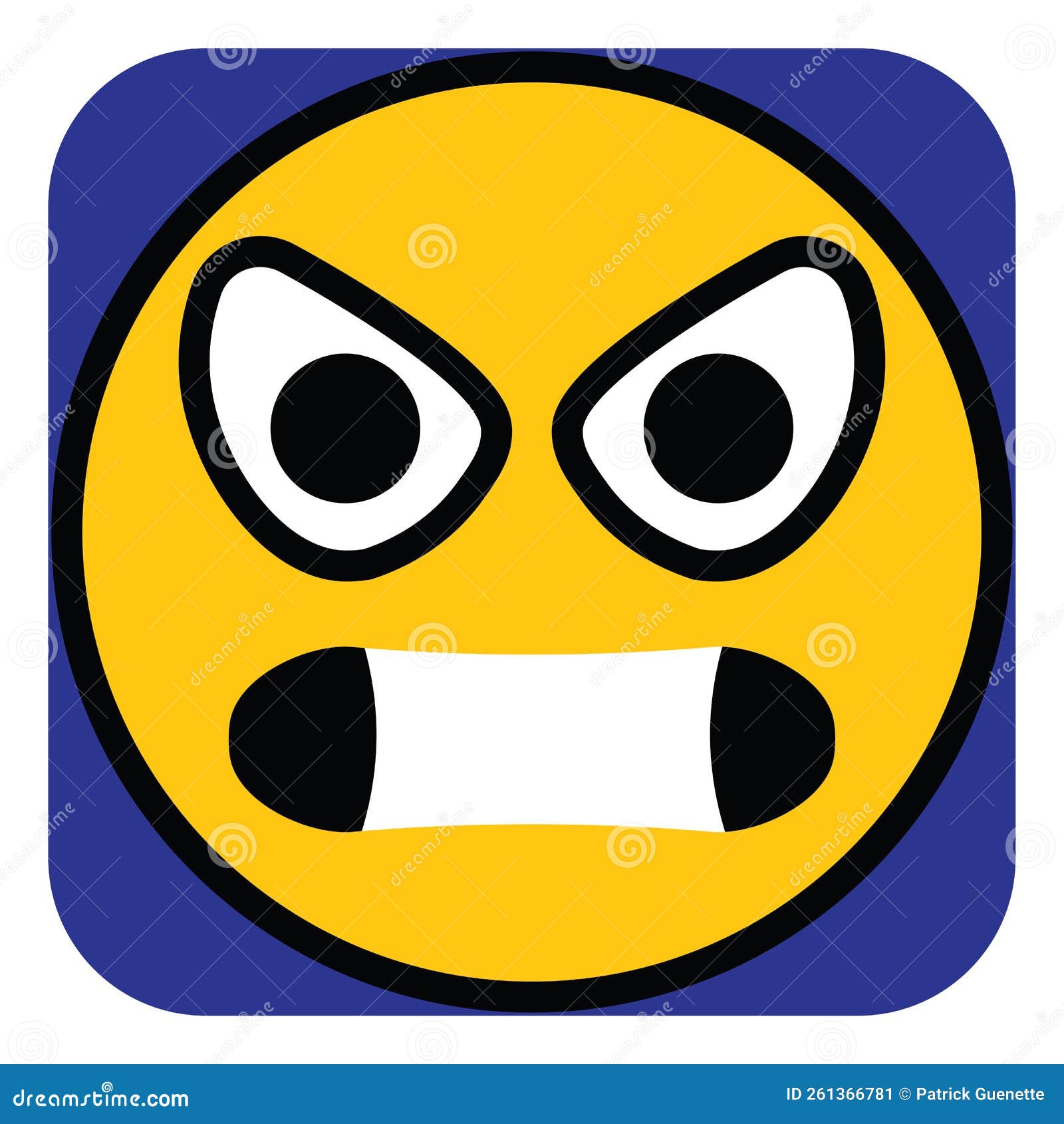 Angry smiley, icon stock vector. Illustration of flat - 261366781