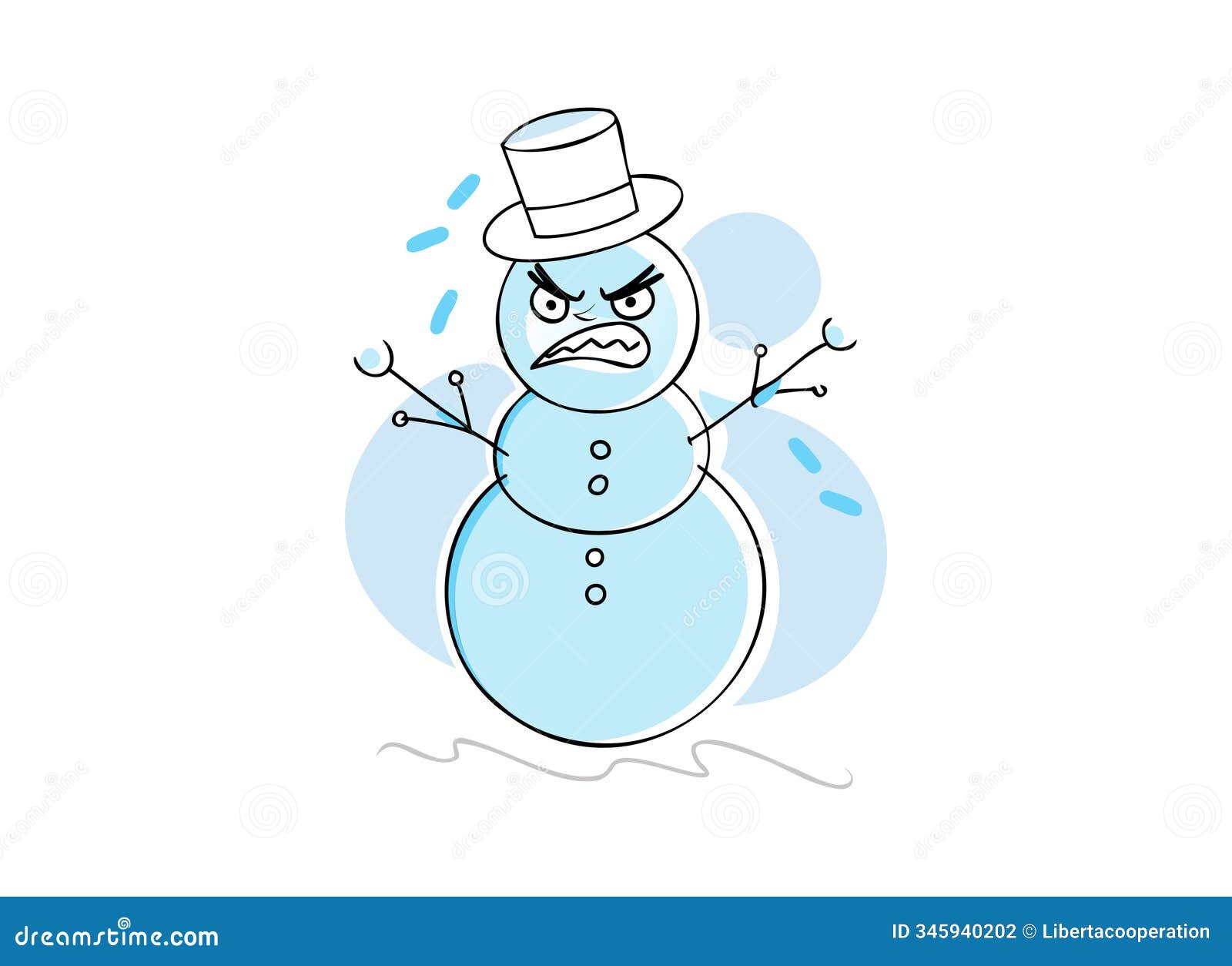 Angry Snowman Cartoon: Grumpy Winter Character with Top Hat Stock ...