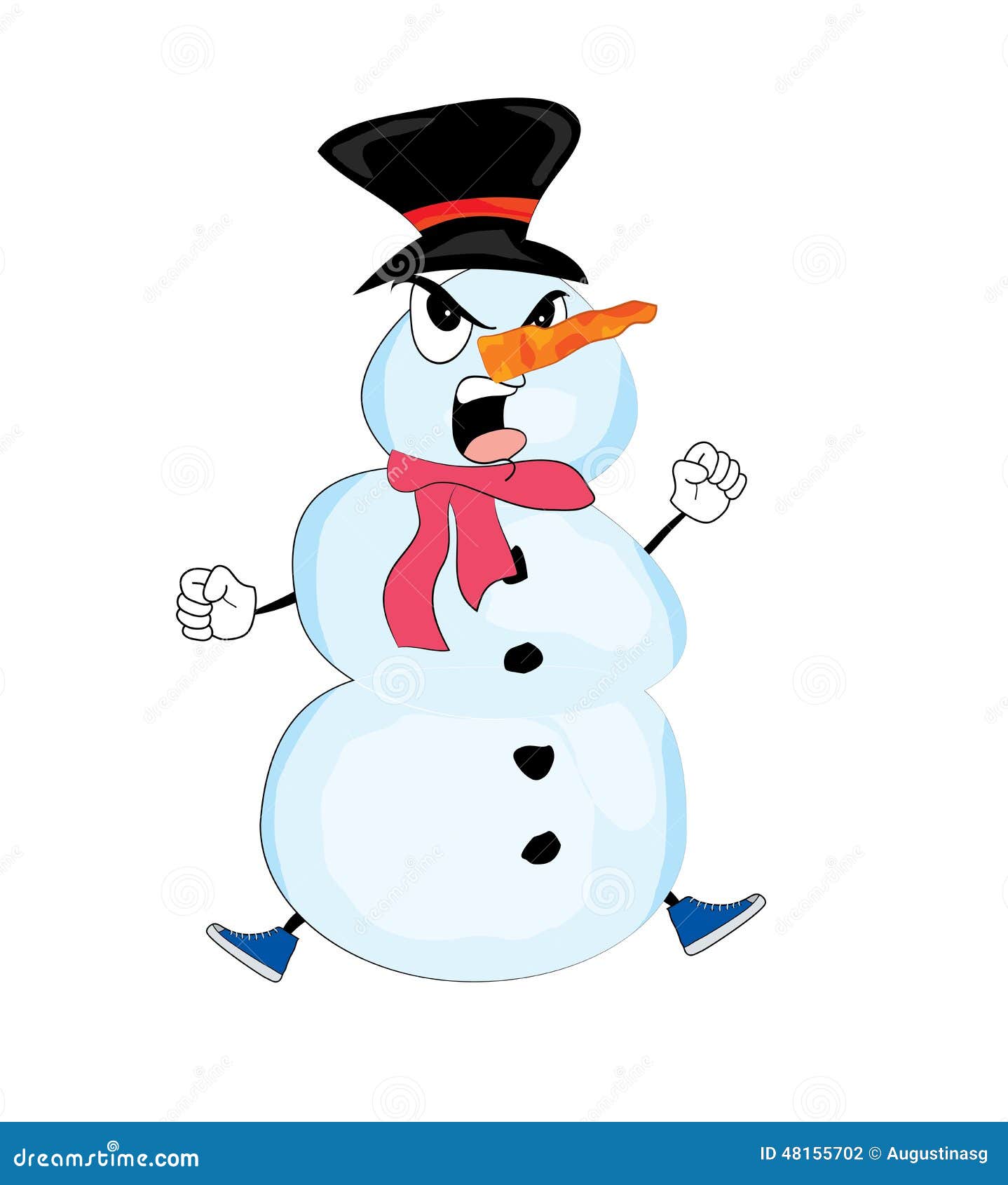 Angry snowman cartoon stock illustration. Illustration of snow - 48155702