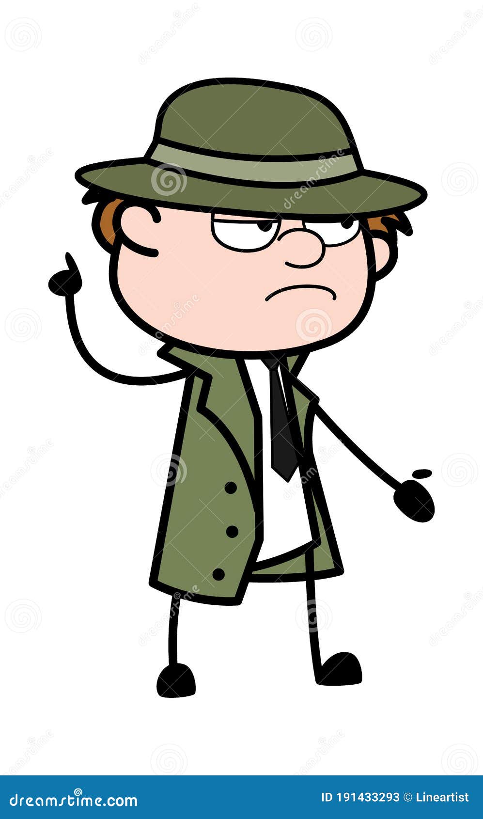 Angry Spy Cartoon with One Hand Raised Stock Illustration ...
