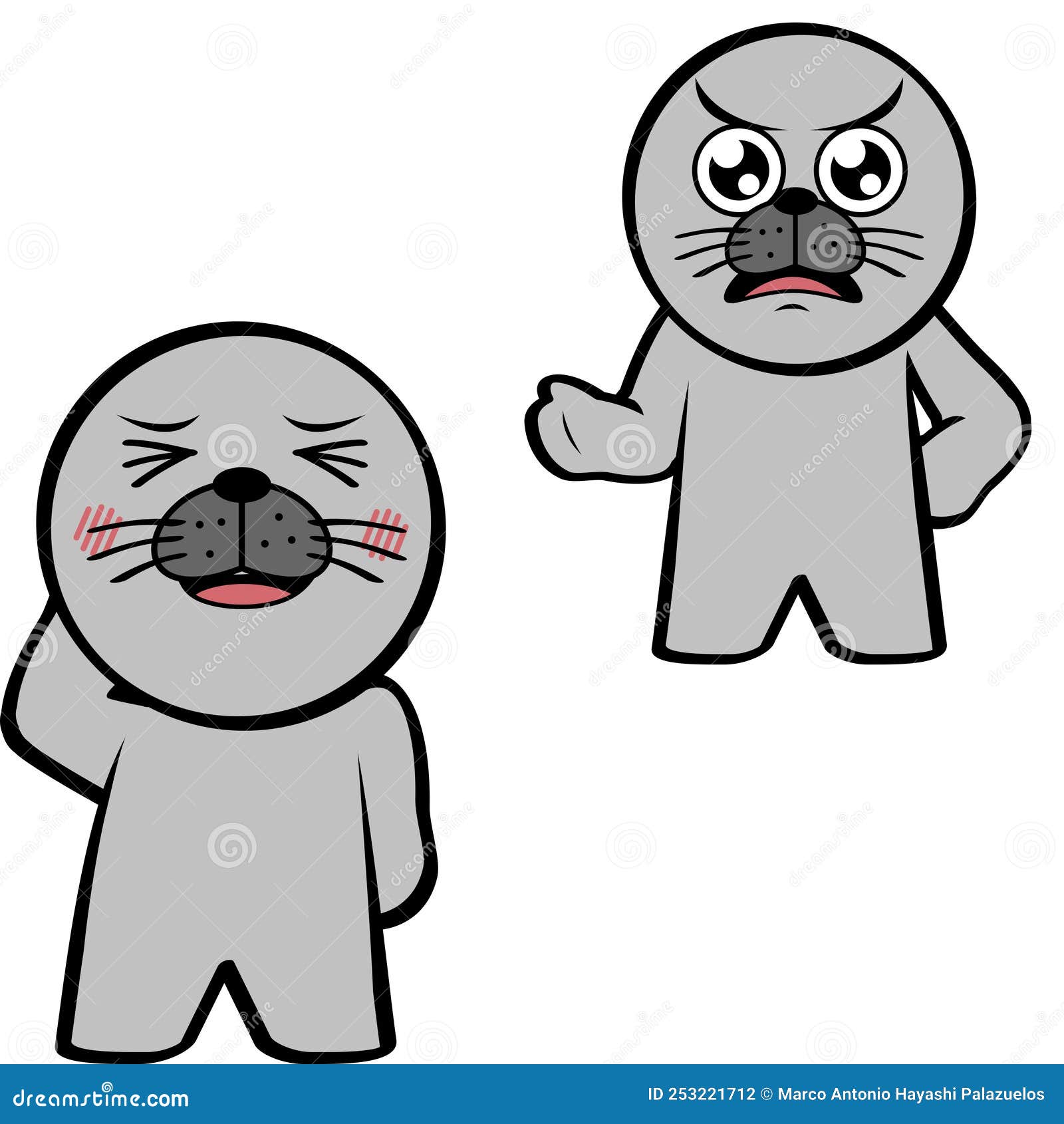 Angry Standing Chibi Seal Kid Cartoon Vector Illustration ...