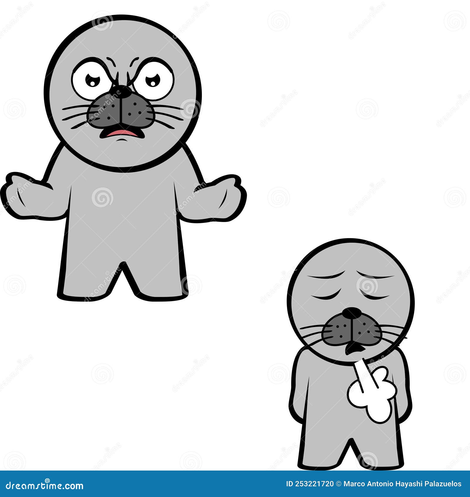 Angry Standing Chibi Seal Kid Cartoon Vector Illustration ...