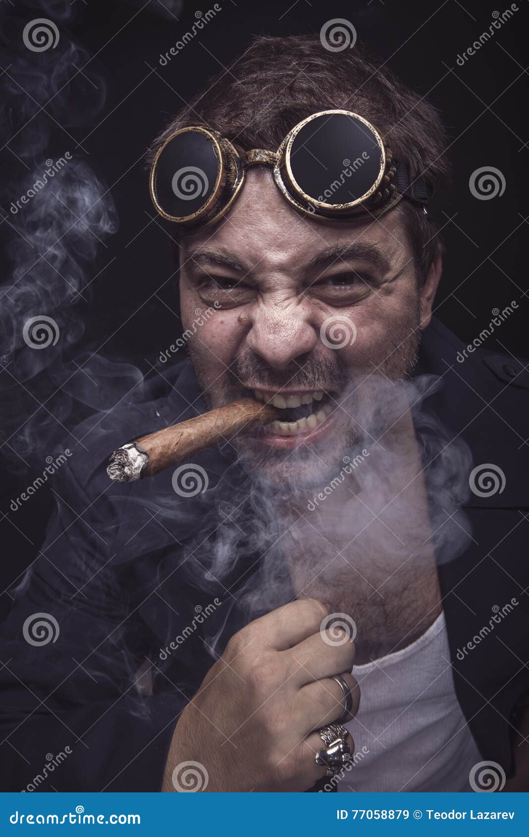 Angry steampunk man stock image. Image of industrial - 77058879