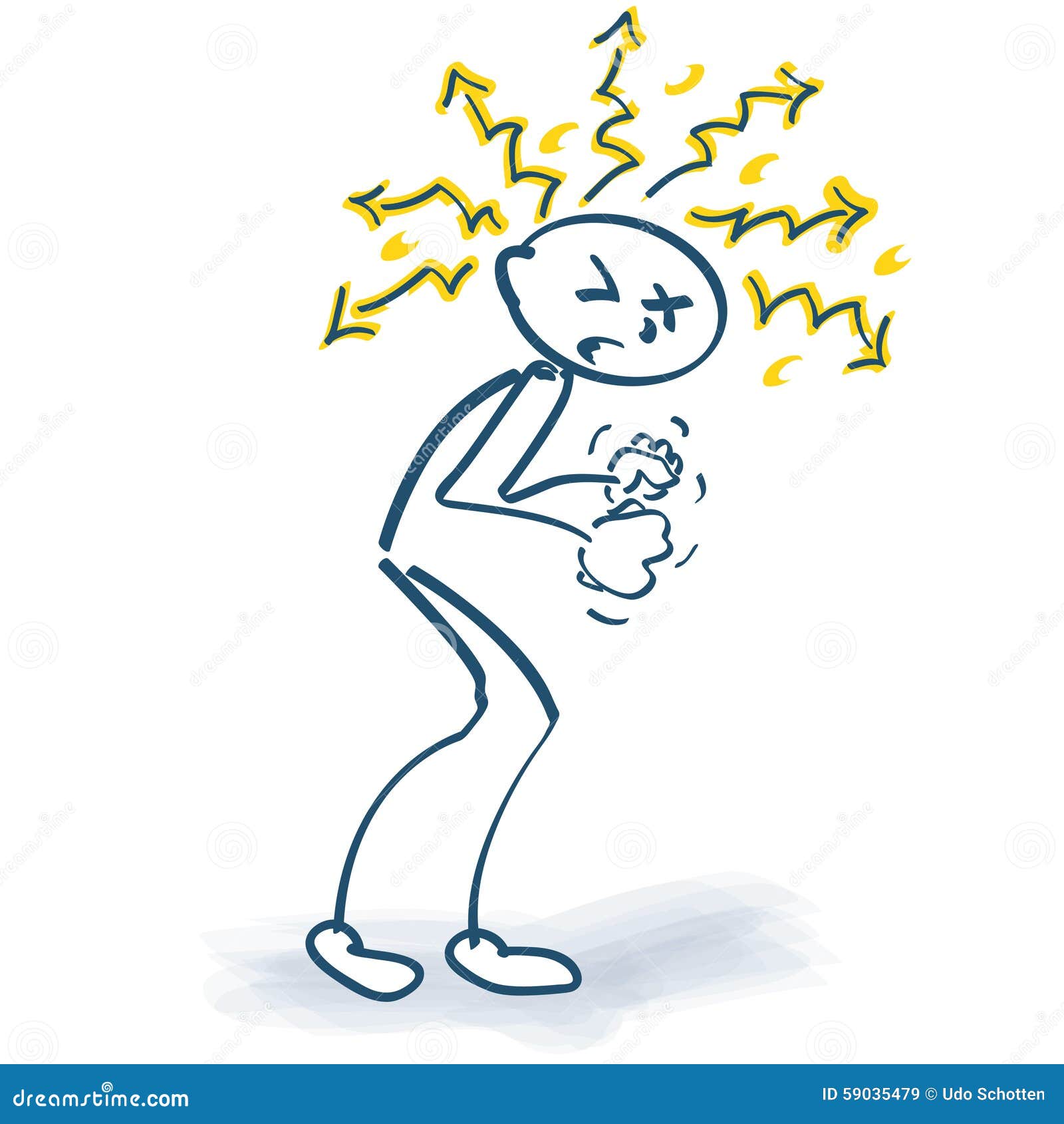 Angry Stick Figure With Lightnings Around The Head Cartoon Vector ...