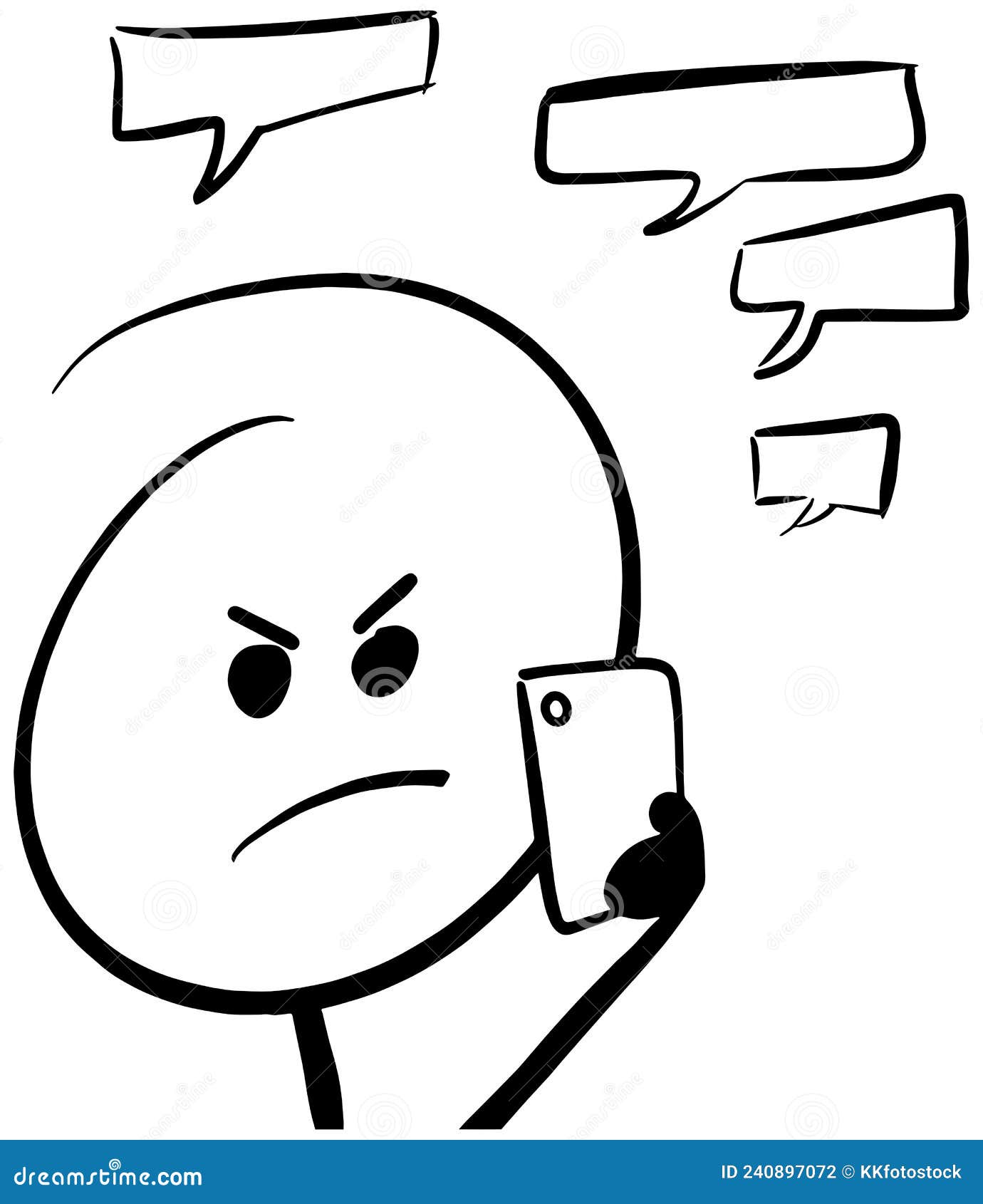 Angry Stick Figure Vector Illustration. Hand Drawn Upset Outburst ...