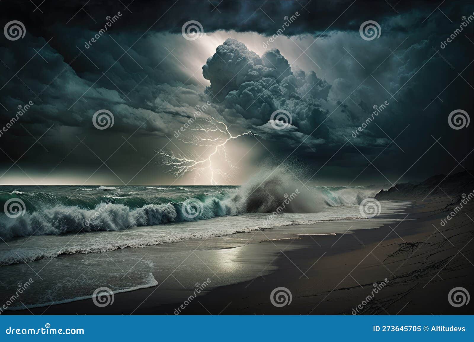 Angry Storm on the Ocean Coast, with Thunder and Lightning Stock Image ...