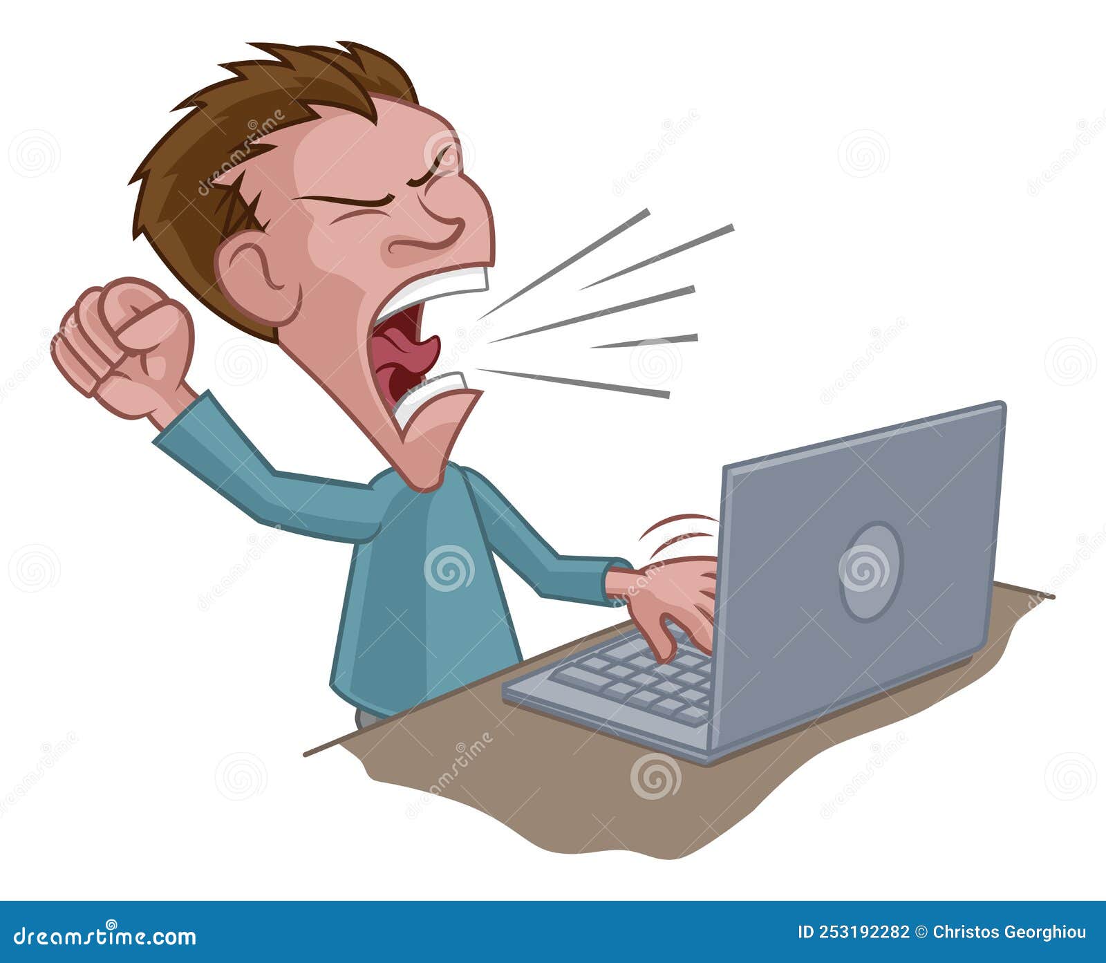 Crazy Person Computer Cartoon