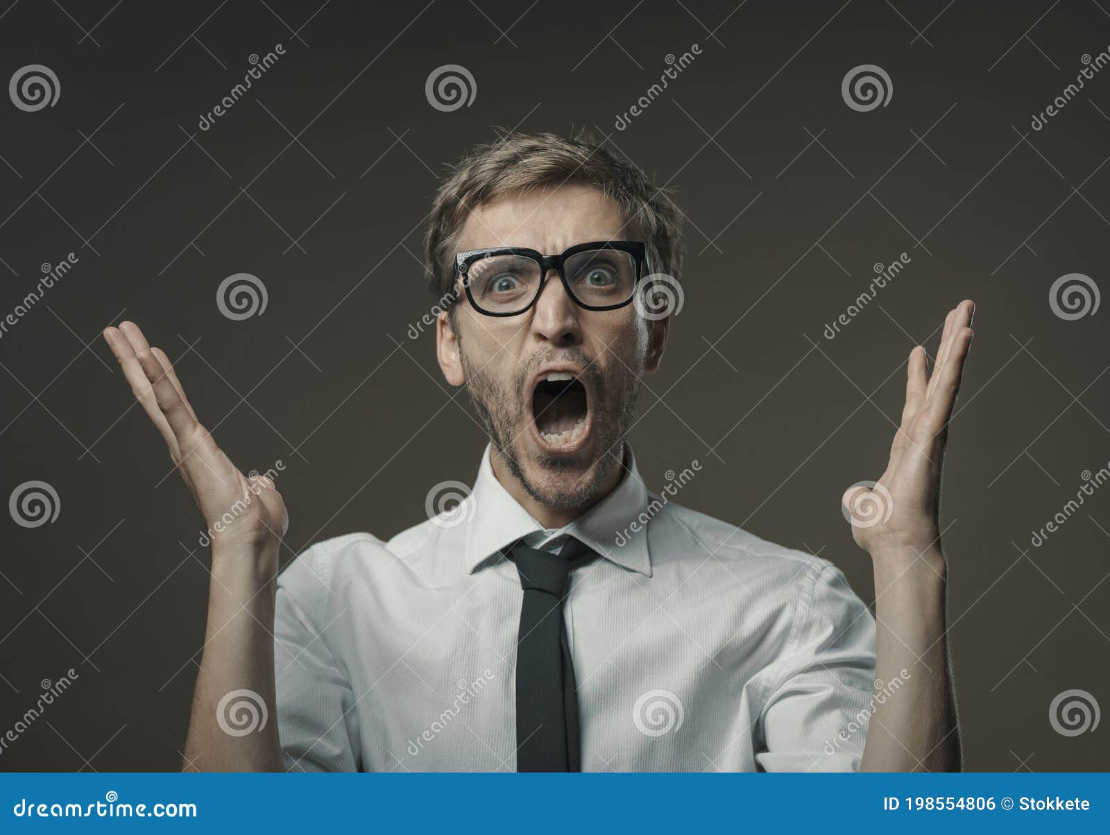 Angry Stressed Man Shouting Out Loud Stock Photo - Image of overwhelmed ...