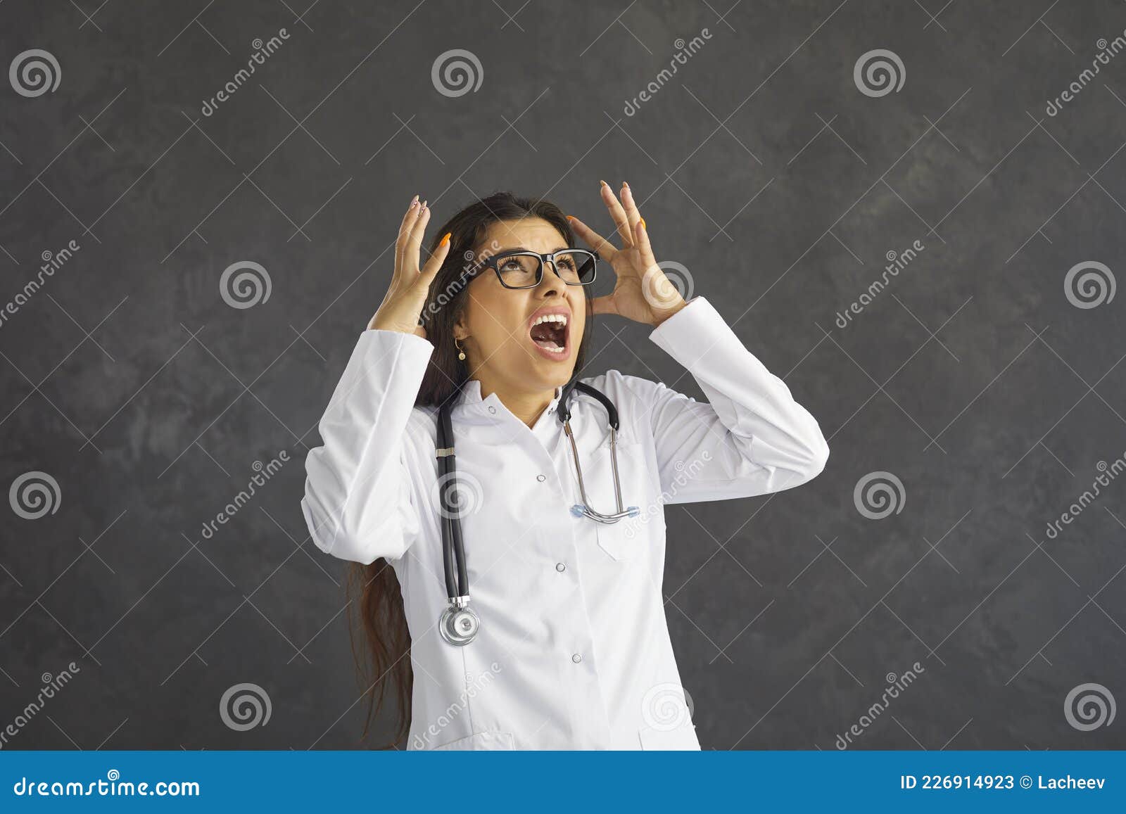 Angry Stressed Young Doctor Shouting Tired of Her Difficult Job and ...