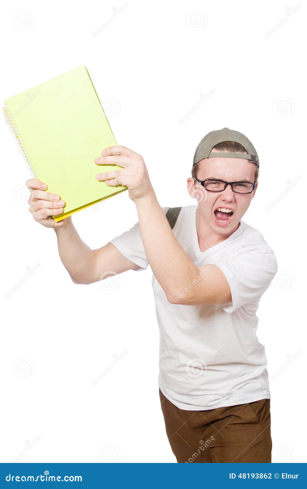 Angry Student with Books Isolated Stock Photo - Image of education ...