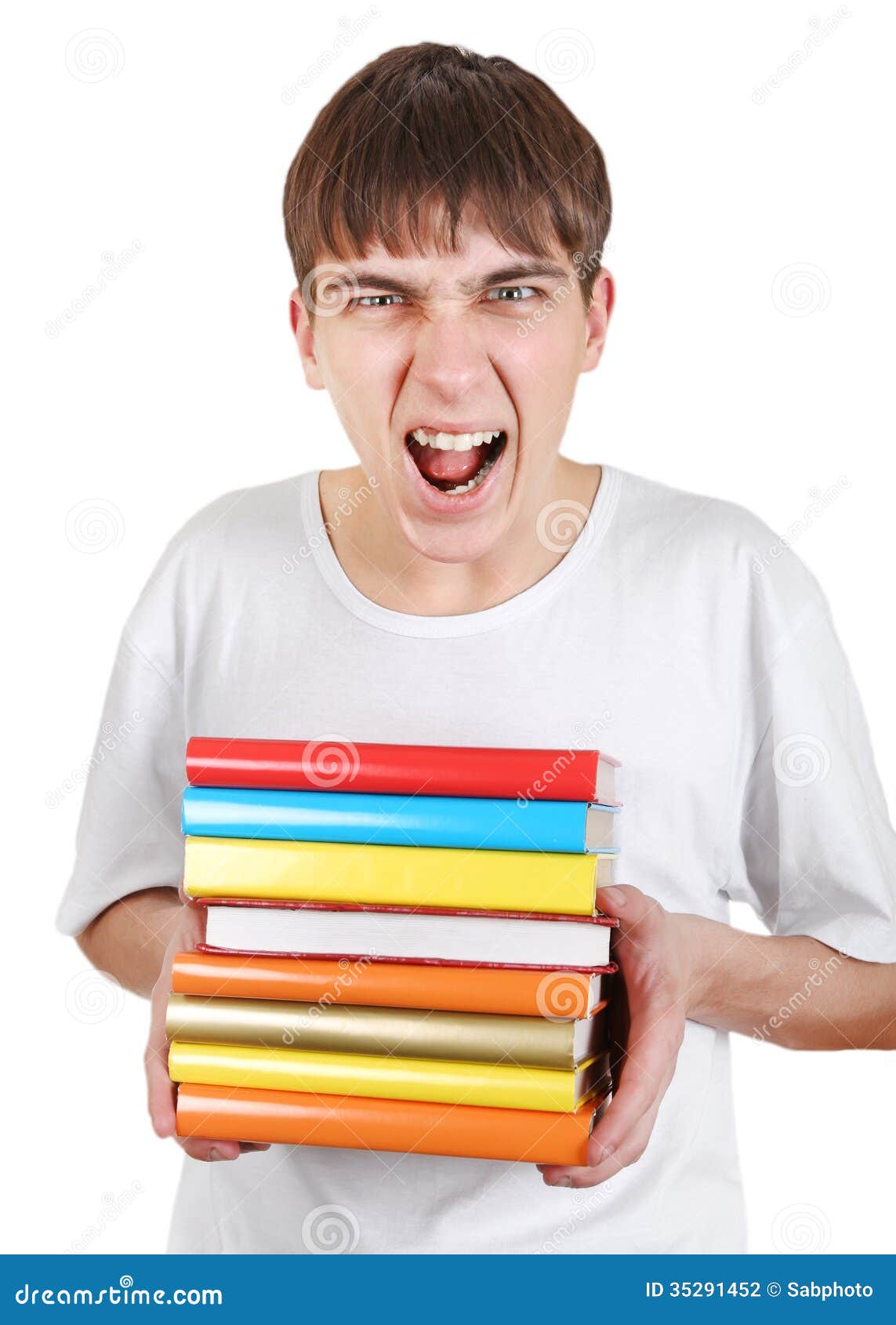Angry Student with a Books stock photo. Image of nervous - 35291452
