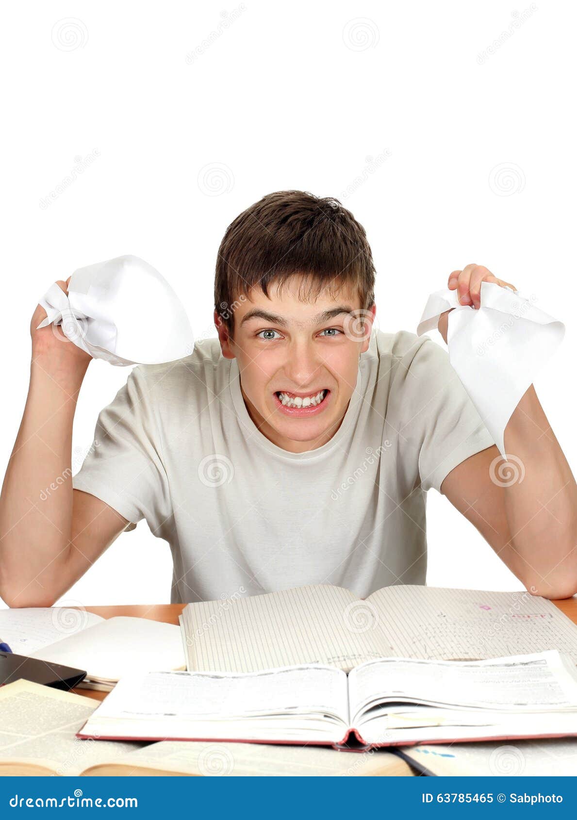 Angry Student with the Paper Stock Image - Image of books, jammed: 63785465