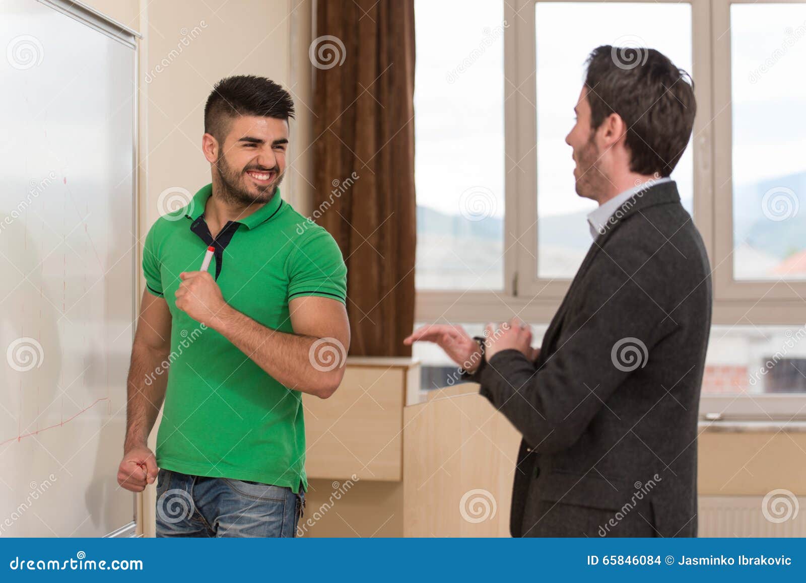 Angry Student Threatens Teacher at the Classroom Stock Photo - Image of ...