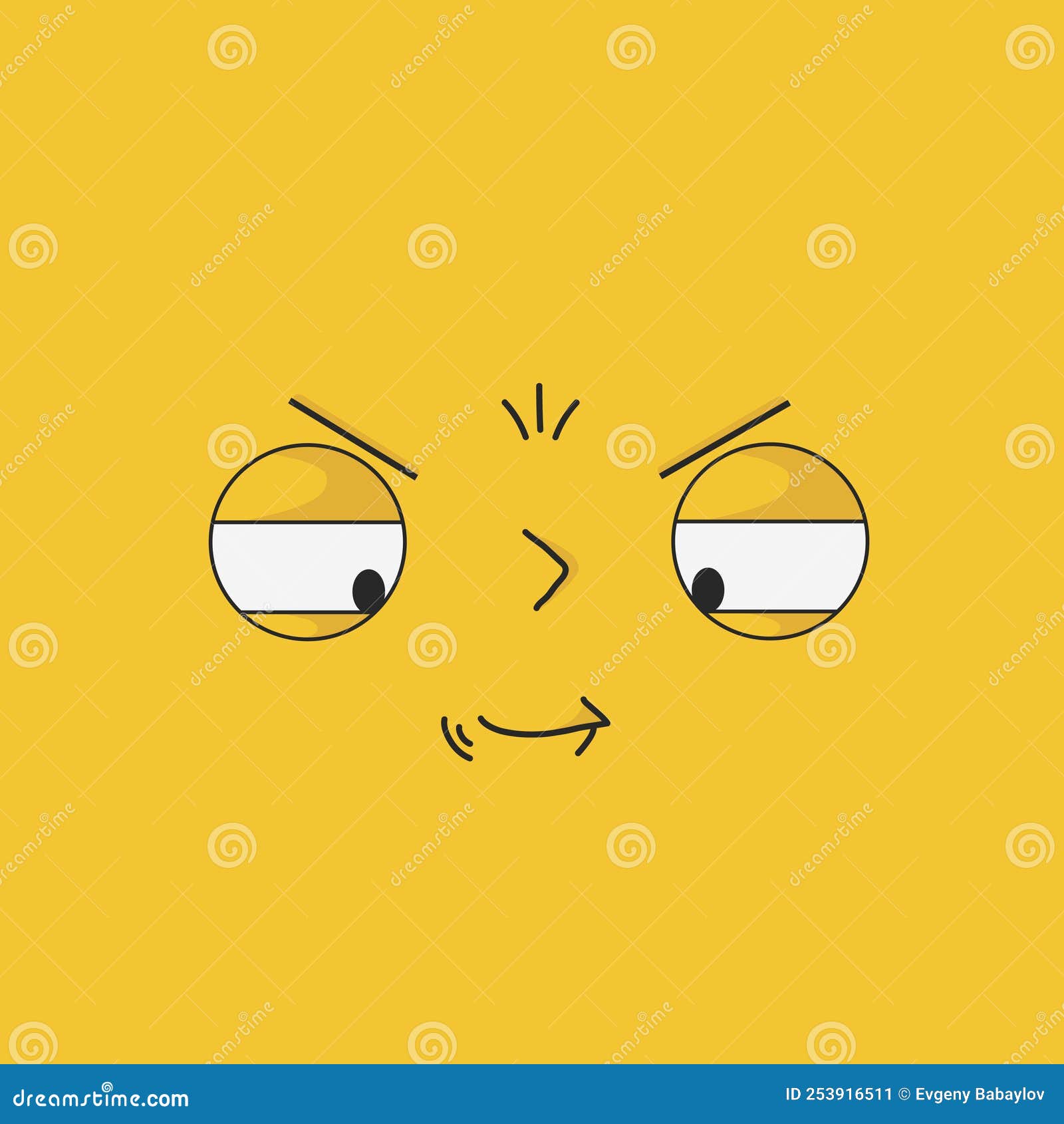 Angry, Sullen Face with Expressive Emotions - Vector Stock Vector ...