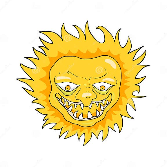 Angry sun draw stock vector. Illustration of solar, expression - 94996892
