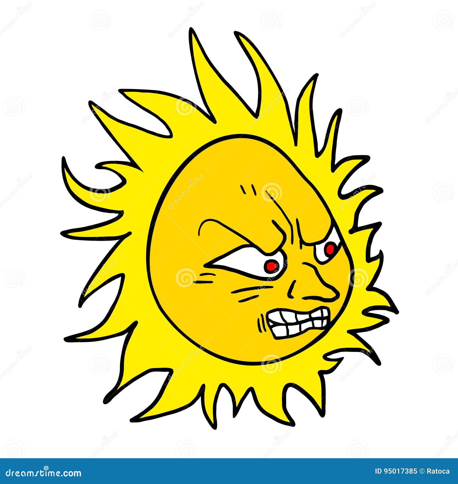 Angry sun draw stock illustration. Illustration of weather - 95017385