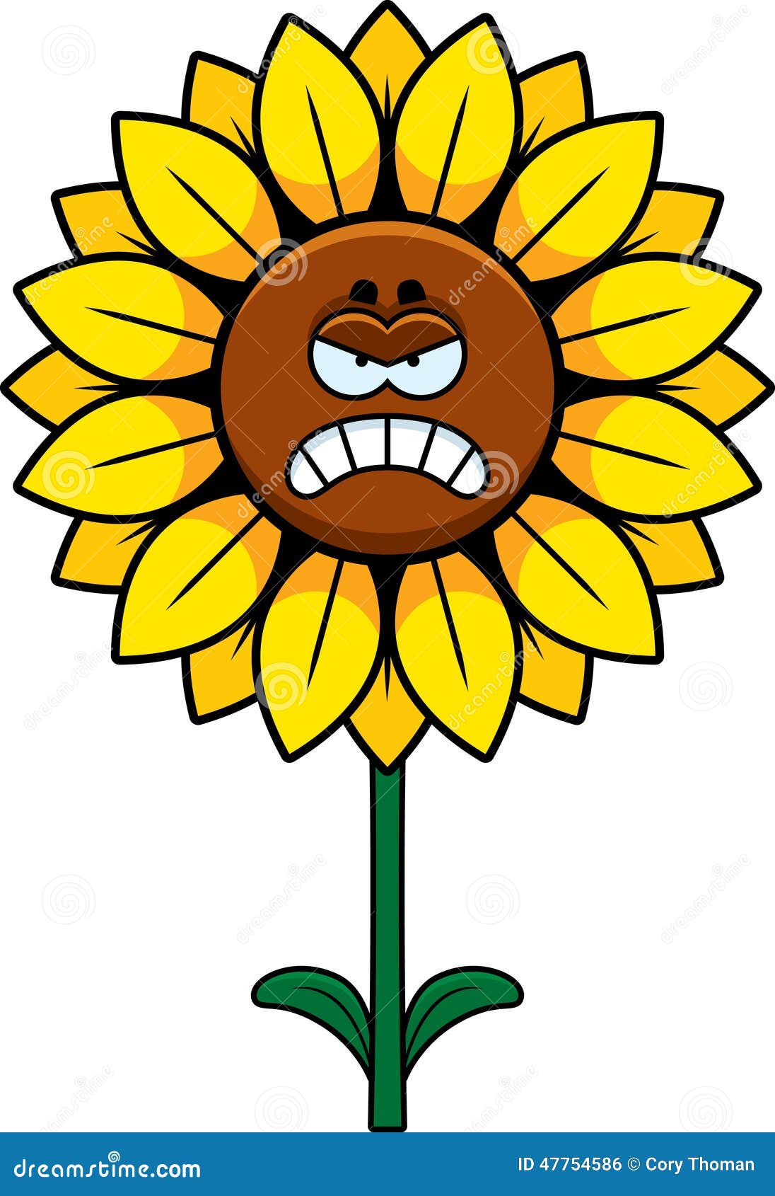 Angry Sunflower stock vector. Illustration of frown, vector - 47754586