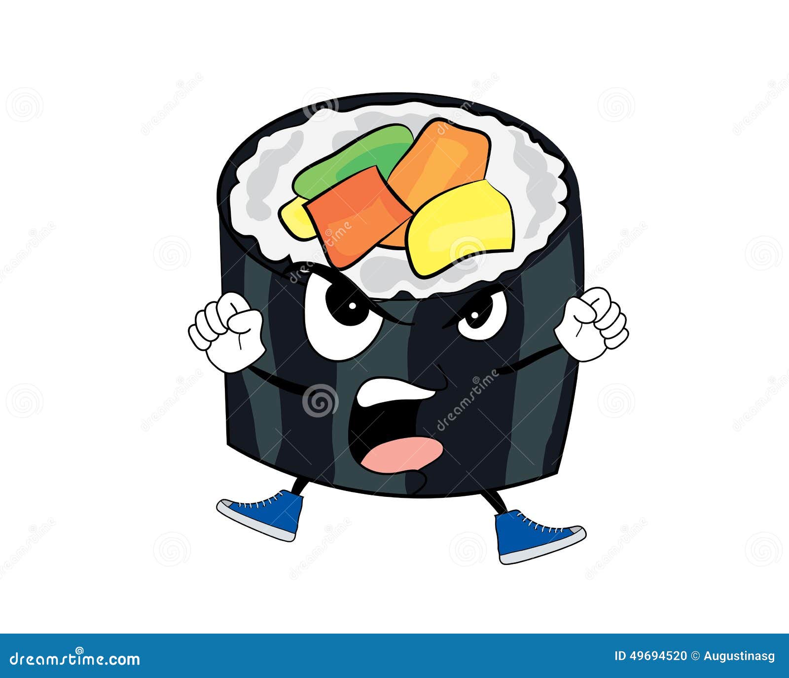 Angry sushi cartoon stock illustration. Illustration of salmon - 49694520