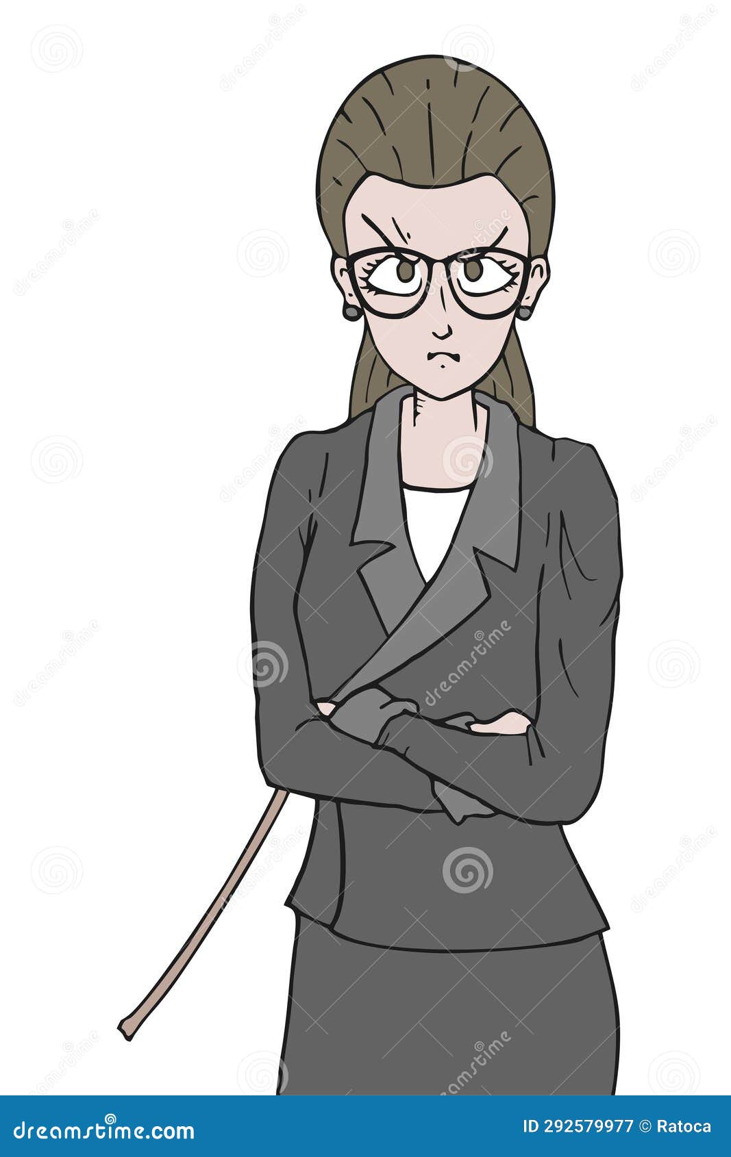 Angry Teacher With Anger And Scream Standing With Pointer Cartoon ...