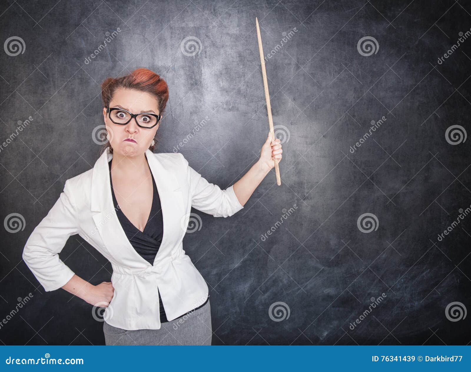 Angry Teacher Blowing Whistle And Pointing With Finger Royalty-Free ...