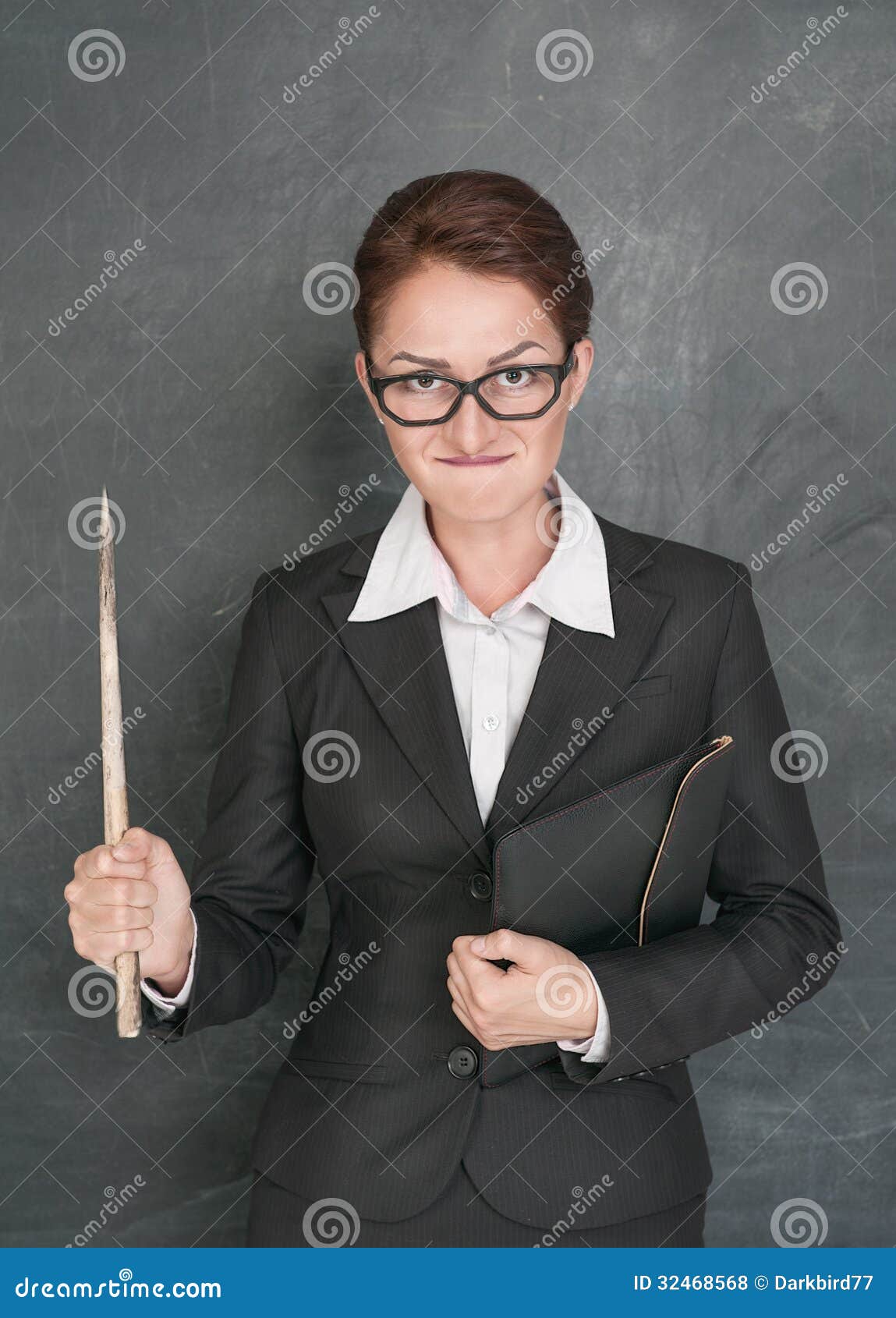Angry Teacher Looking Pupil With Hands On Hips Stock Photo ...