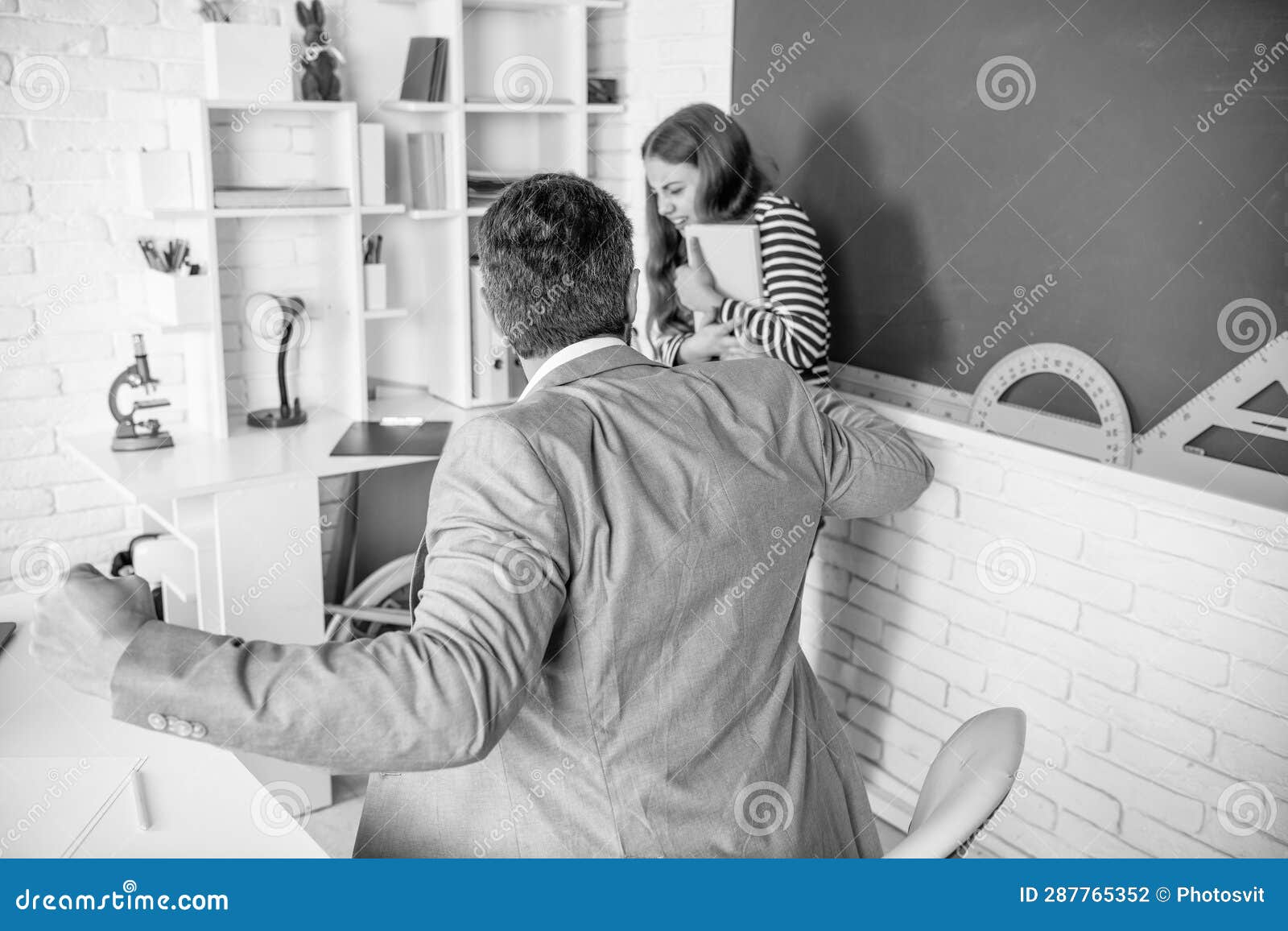 Angry Teacher Shouting at Kid at Blackboard Stock Photo - Image of ...