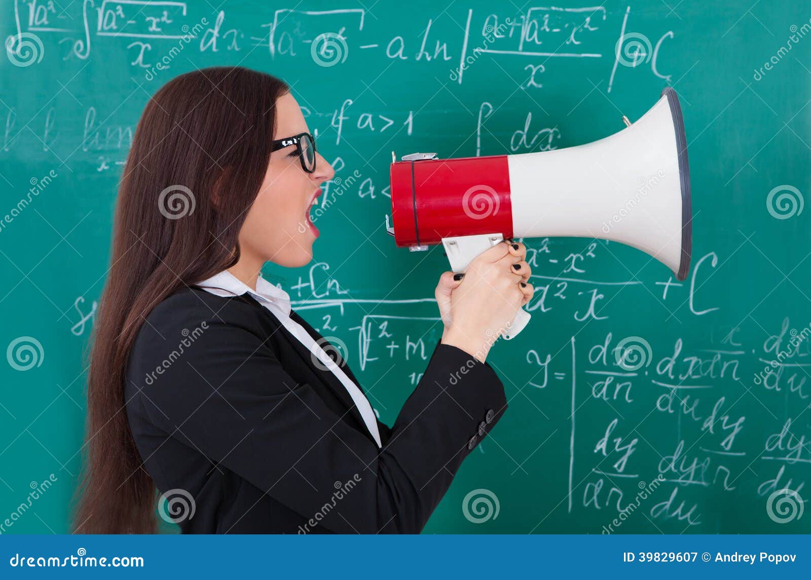 Angry Teacher Shouting Through Megaphone Stock Photo - Image: 39829607