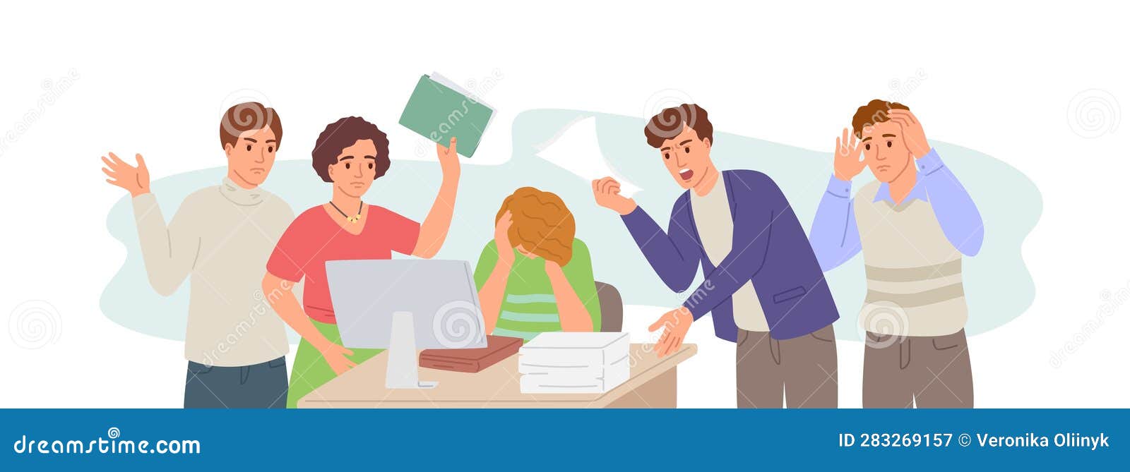 Angry Team. Working Stress, Office Chaos and Stressed Employees Cannot ...