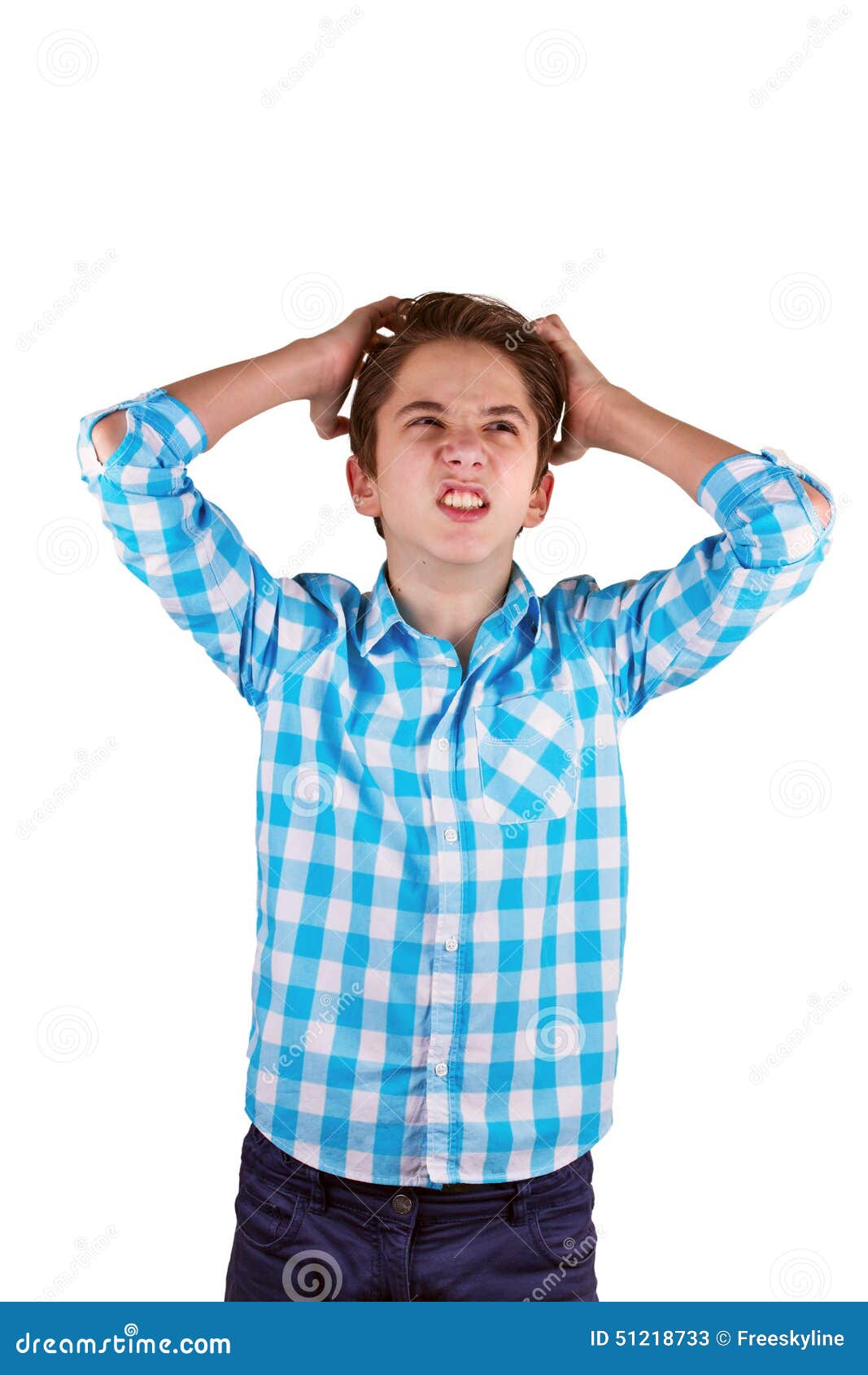 Angry Teenager Isolated on White Background. Stock Image - Image of ...