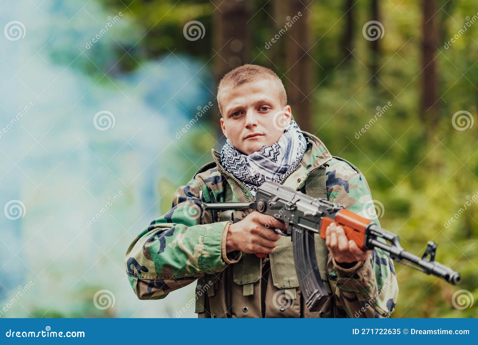 Angry Terrorist Militant Guerrilla Soldier Warrior in Forest Stock ...