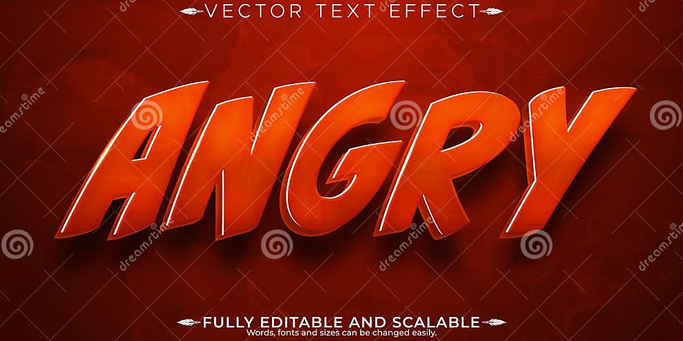 Angry Text Effect, Editable Red and Fire Text Style Stock Vector ...