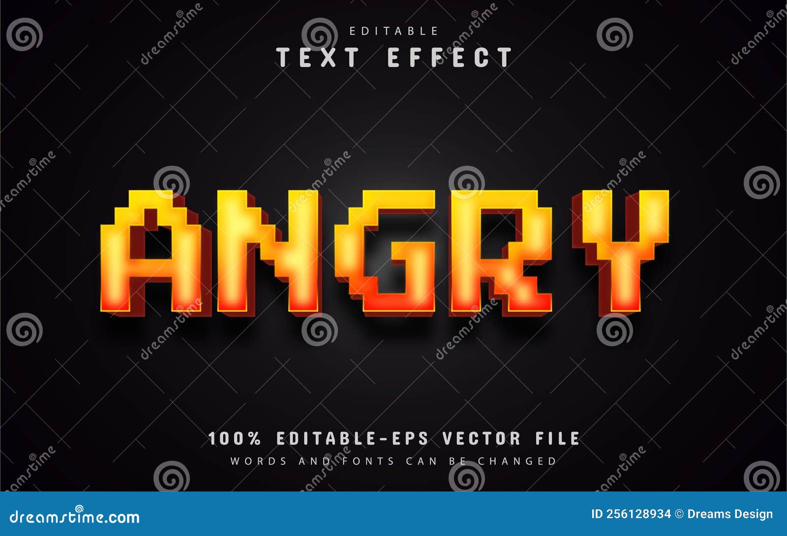 Angry Text Effect Pixel Style Stock Vector - Illustration of message ...