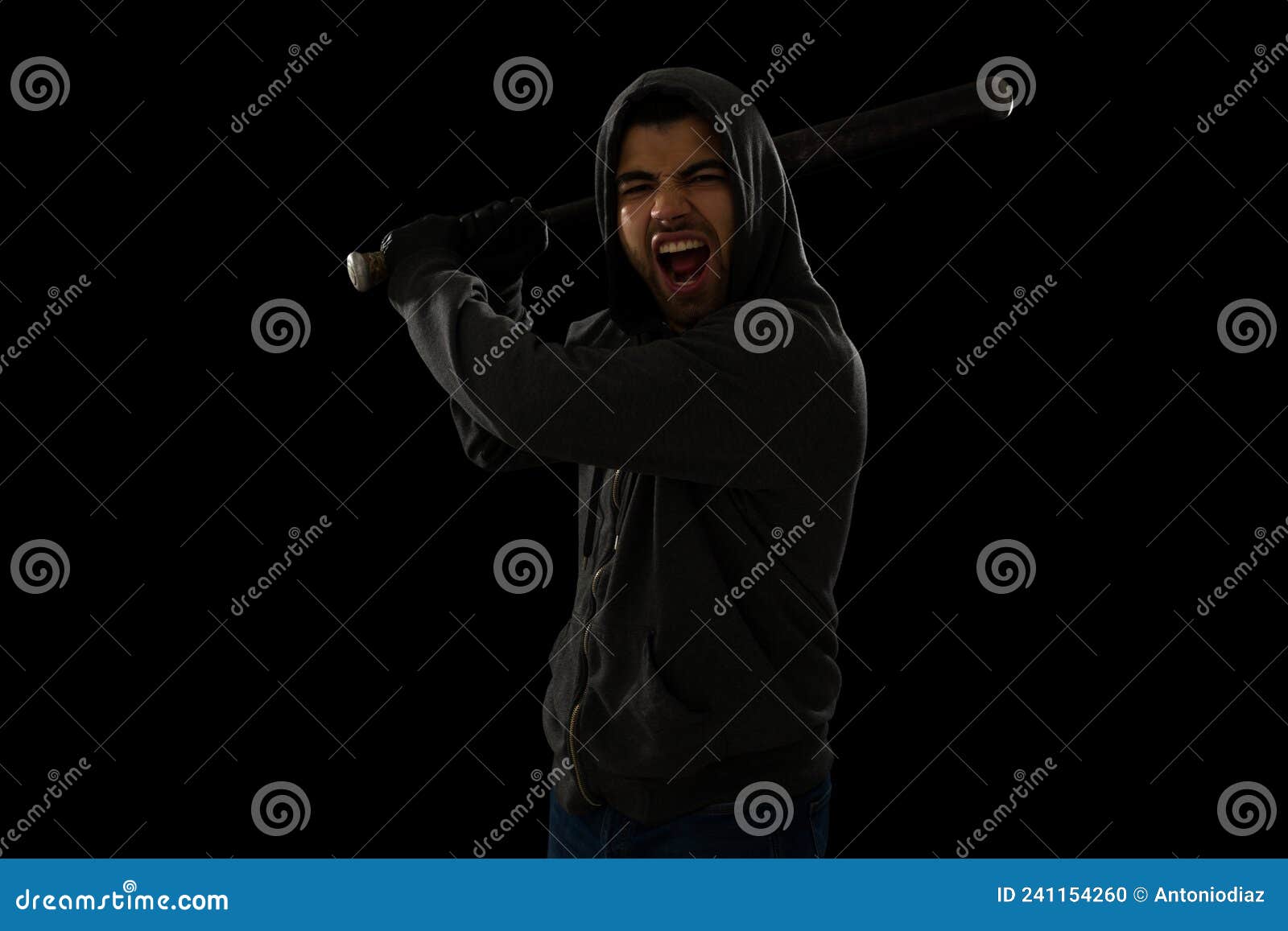 Angry Thief Using a Bat on a Fight Stock Photo - Image of space, black ...