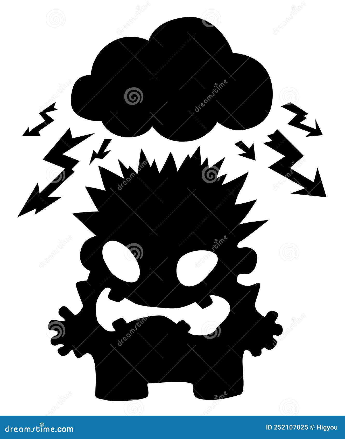 Angry Thunder Head Stencil stock vector. Illustration of rage - 252107025