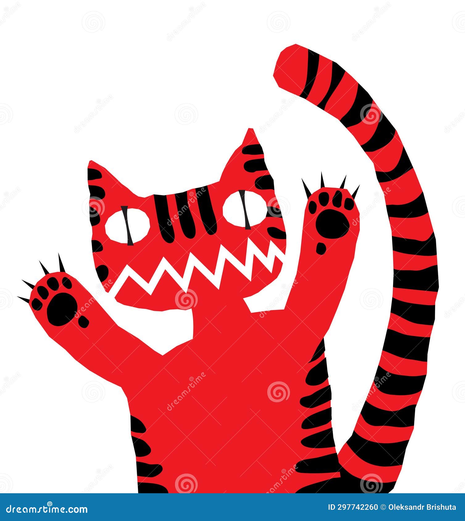Angry Tiger. Cartoon Character of a Big Tabby Cat Stock Illustration ...