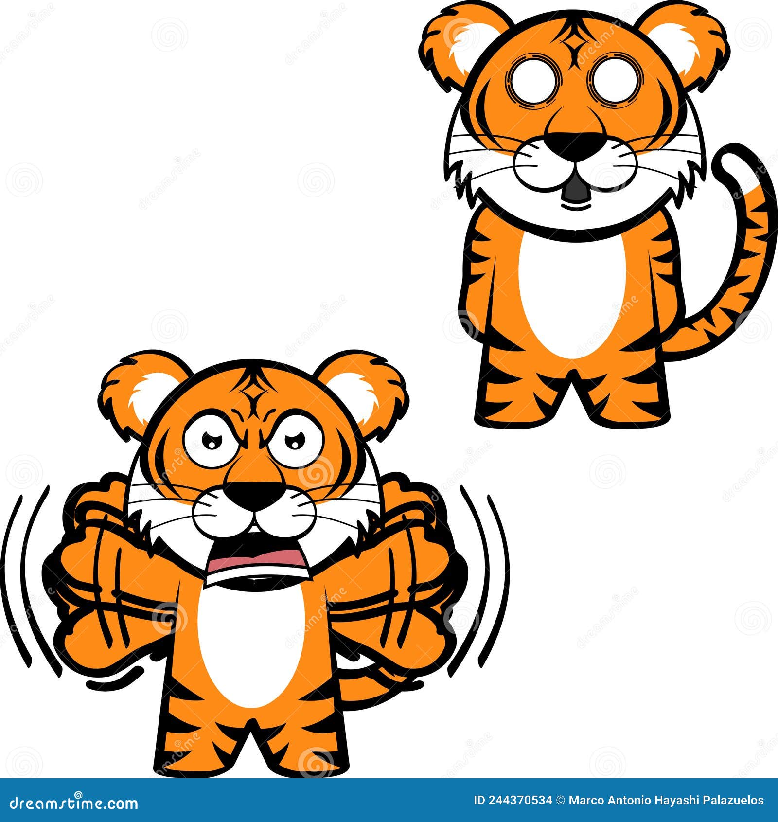 Angry Tiger Cartoon Kawaii Expression Set Collection Stock Vector ...