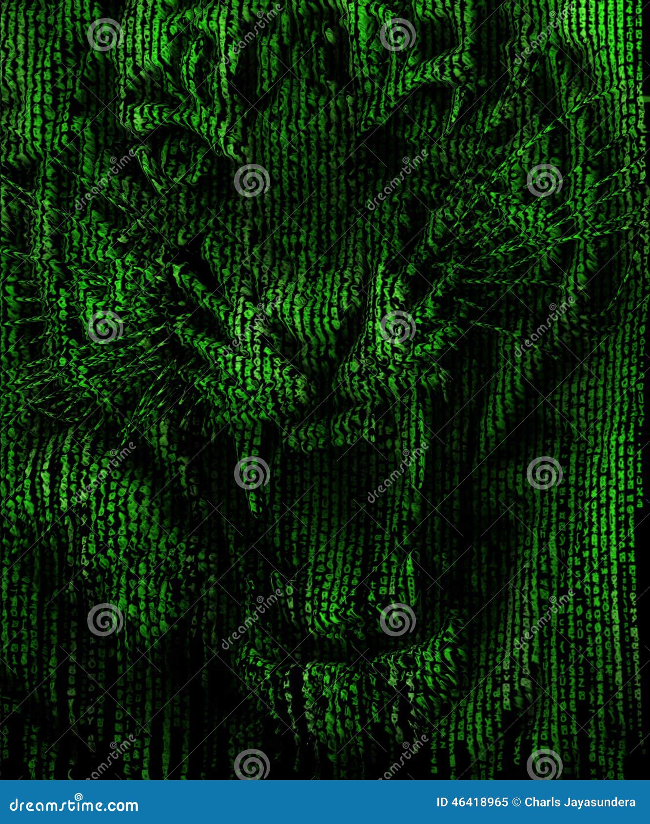 Angry Tiger Face in a Matrix Background Stock Illustration ...