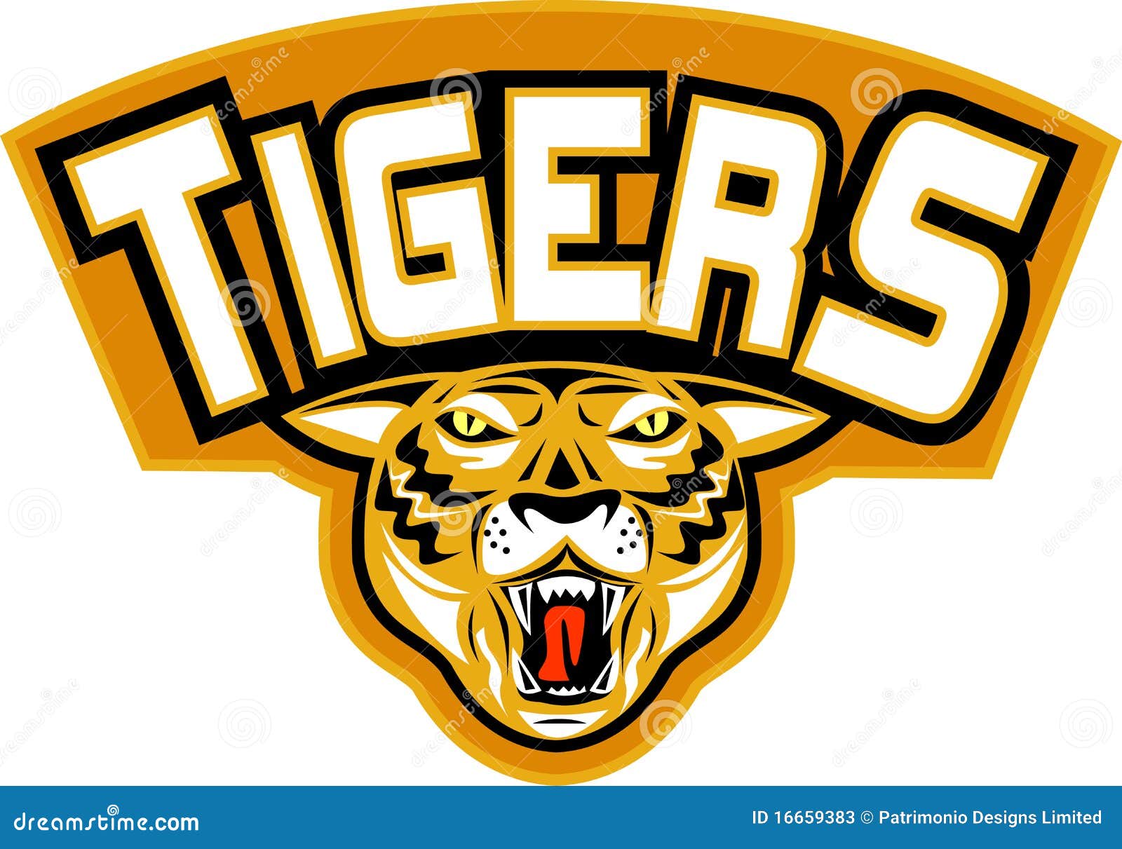Angry Tiger Face Logo In Flat Design. Sport Emblem On Black Background ...
