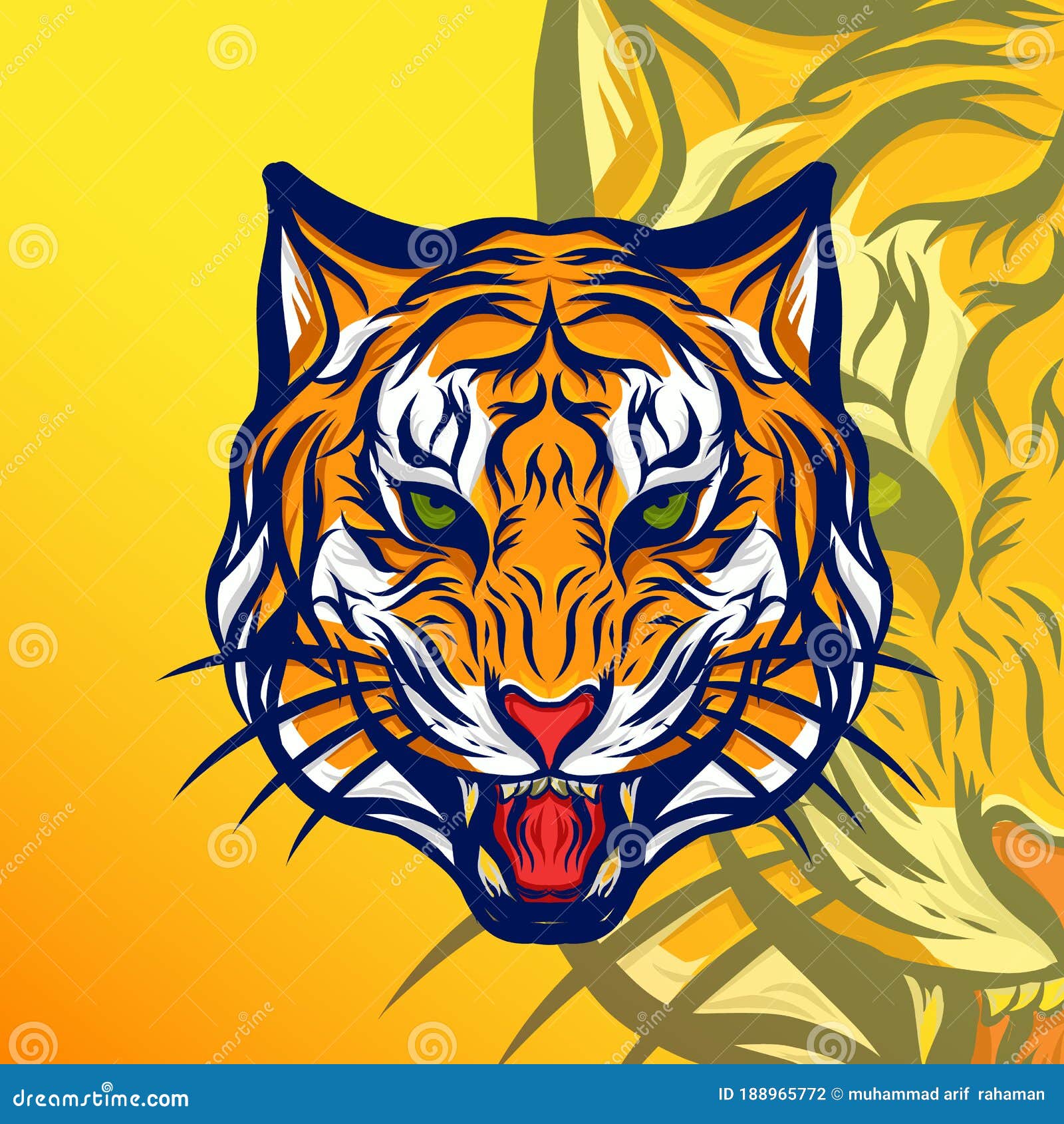 Angry Tiger Head Vector Design Stock Vector - Illustration of ...