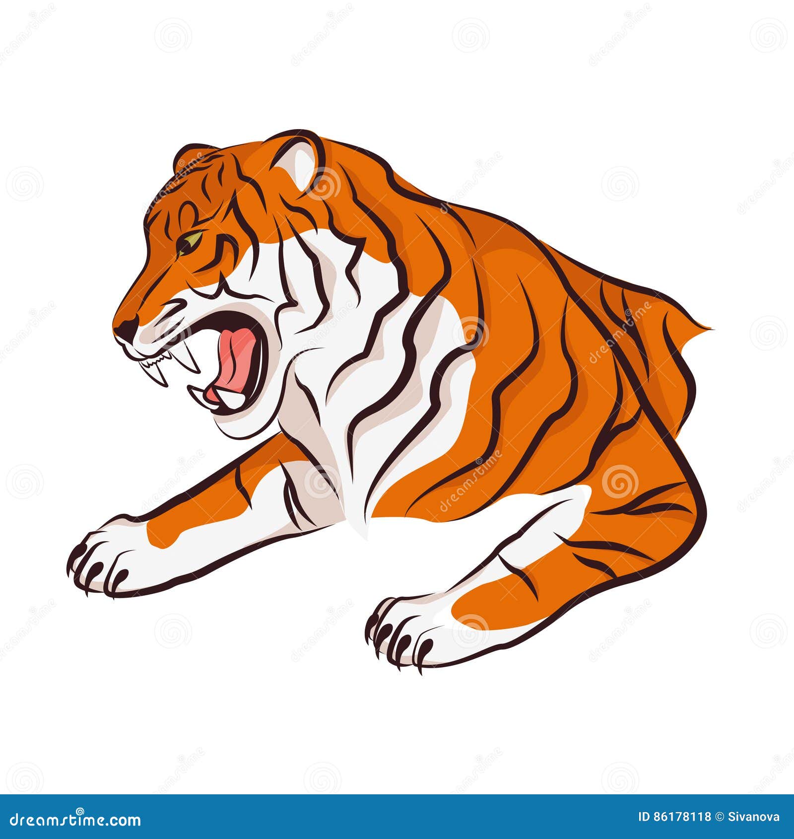 Angry tiger. stock vector. Illustration of angry, powerful - 86178118