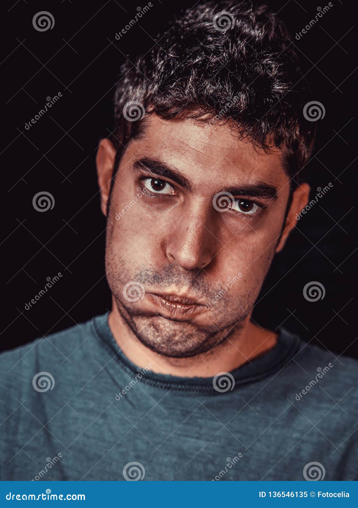 Angry and tired man stock image. Image of closeup, pain - 136546135