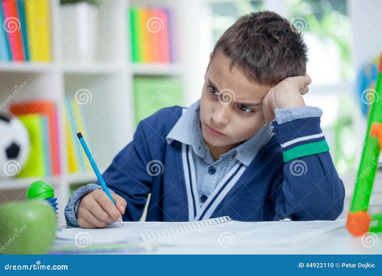 Angry and Tired Schoolboy Studying Stock Photo - Image of angry, pretty ...