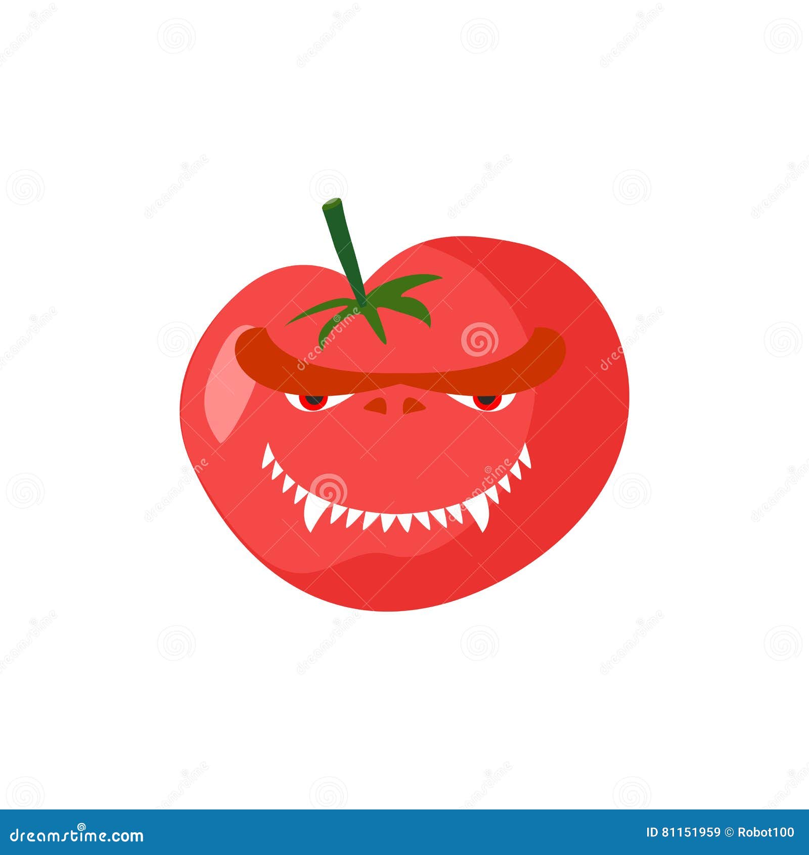Angry Tomato. Aggressive Red Vegetable Stock Vector - Illustration of ...