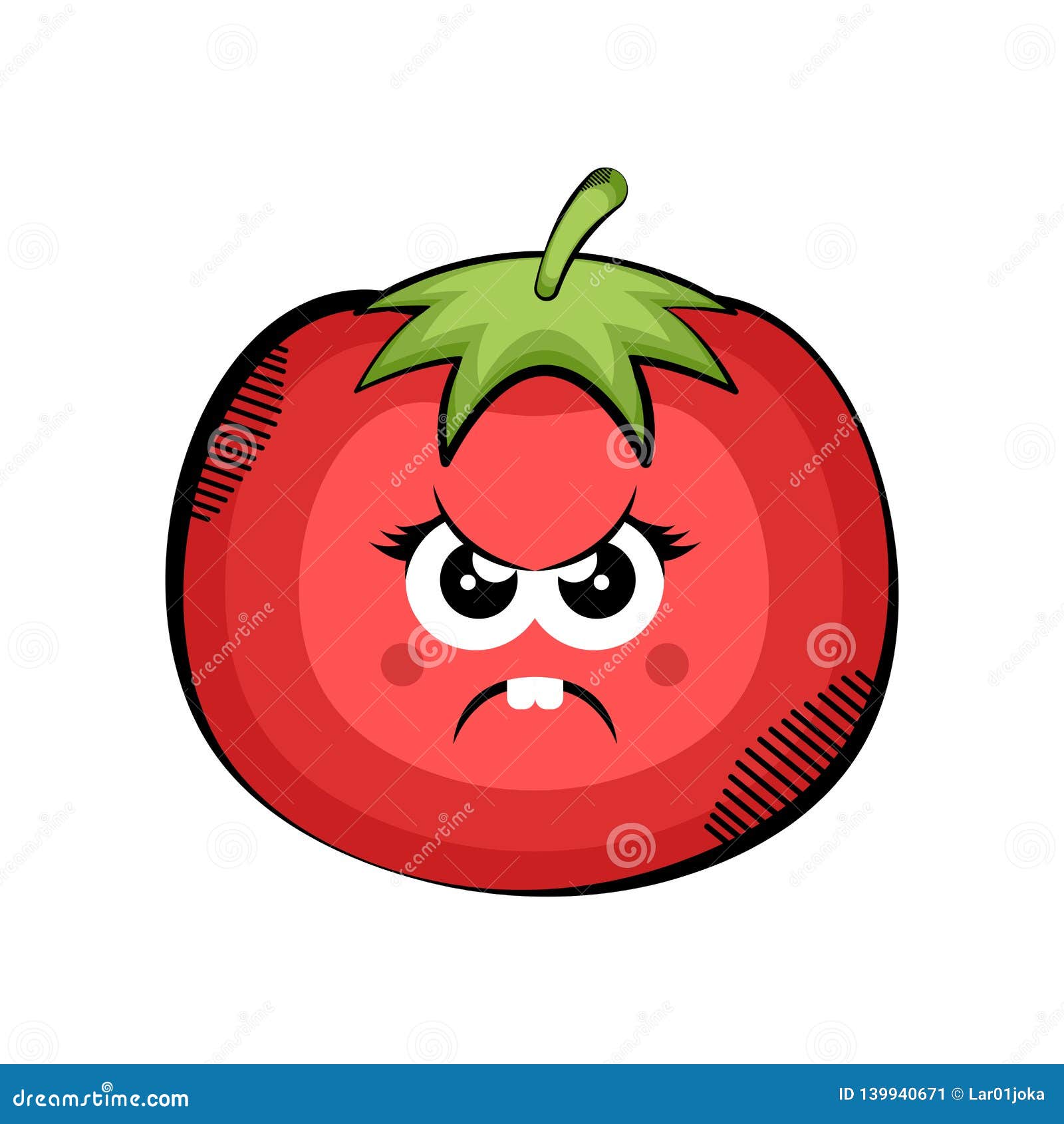 Angry Red Tomato. Kawaii. Cartoon Style. Vector Illustration ...