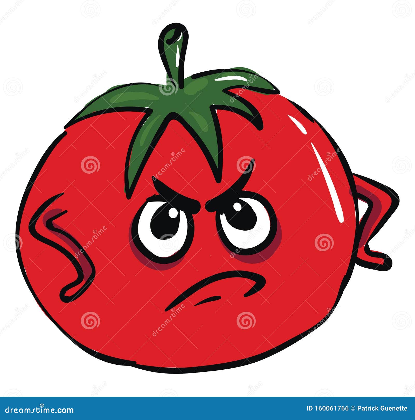 Angry Red Tomato. Kawaii. Cartoon Style. Vector Illustration ...