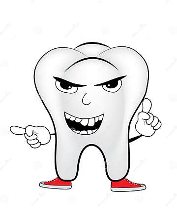 Angry tooth cartoon stock illustration. Illustration of white - 43414746