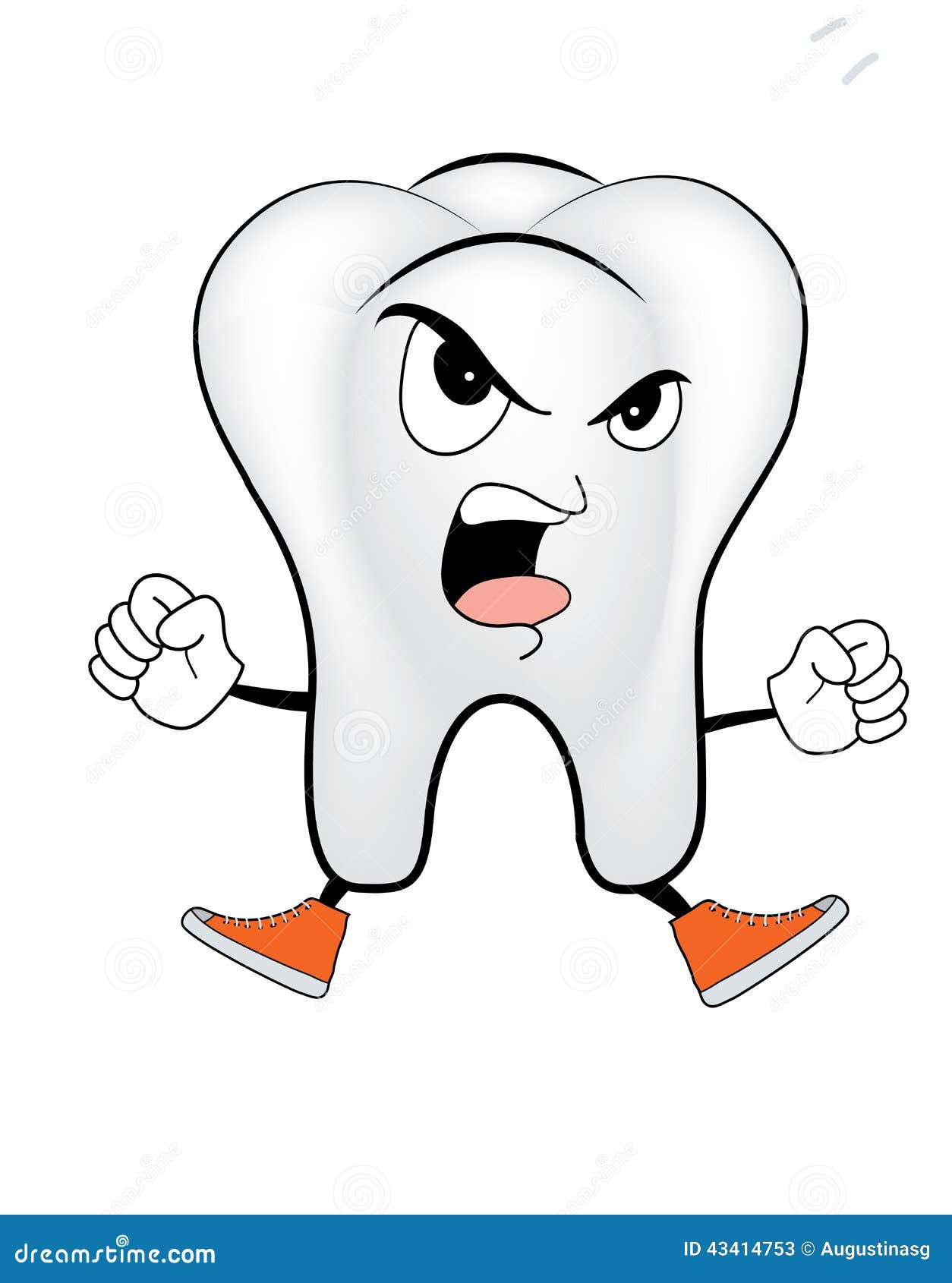 Angry tooth cartoon stock illustration. Illustration of cartoon - 43414753