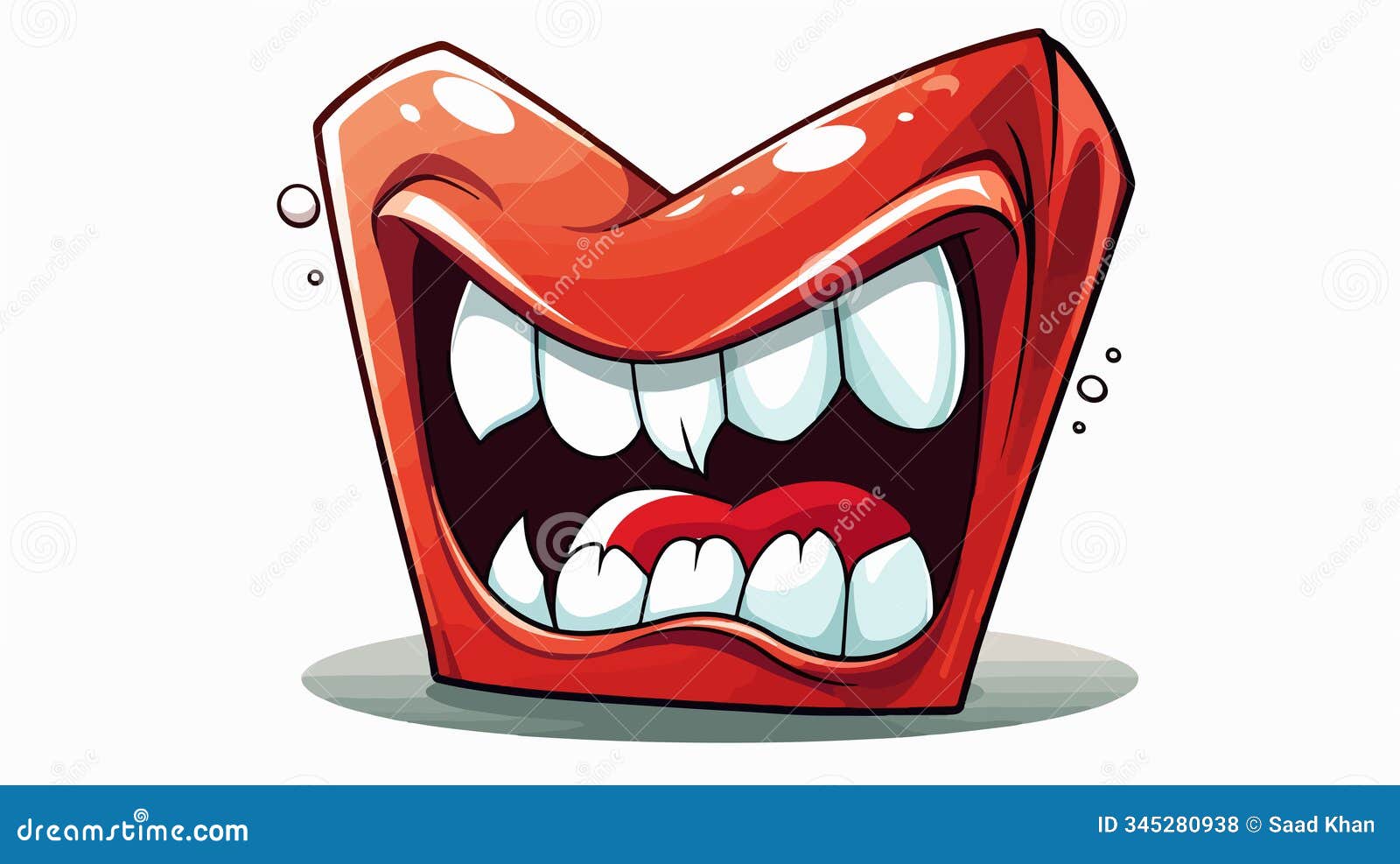 Angry Tooth DrawingArt stock vector. Illustration of character - 345280938