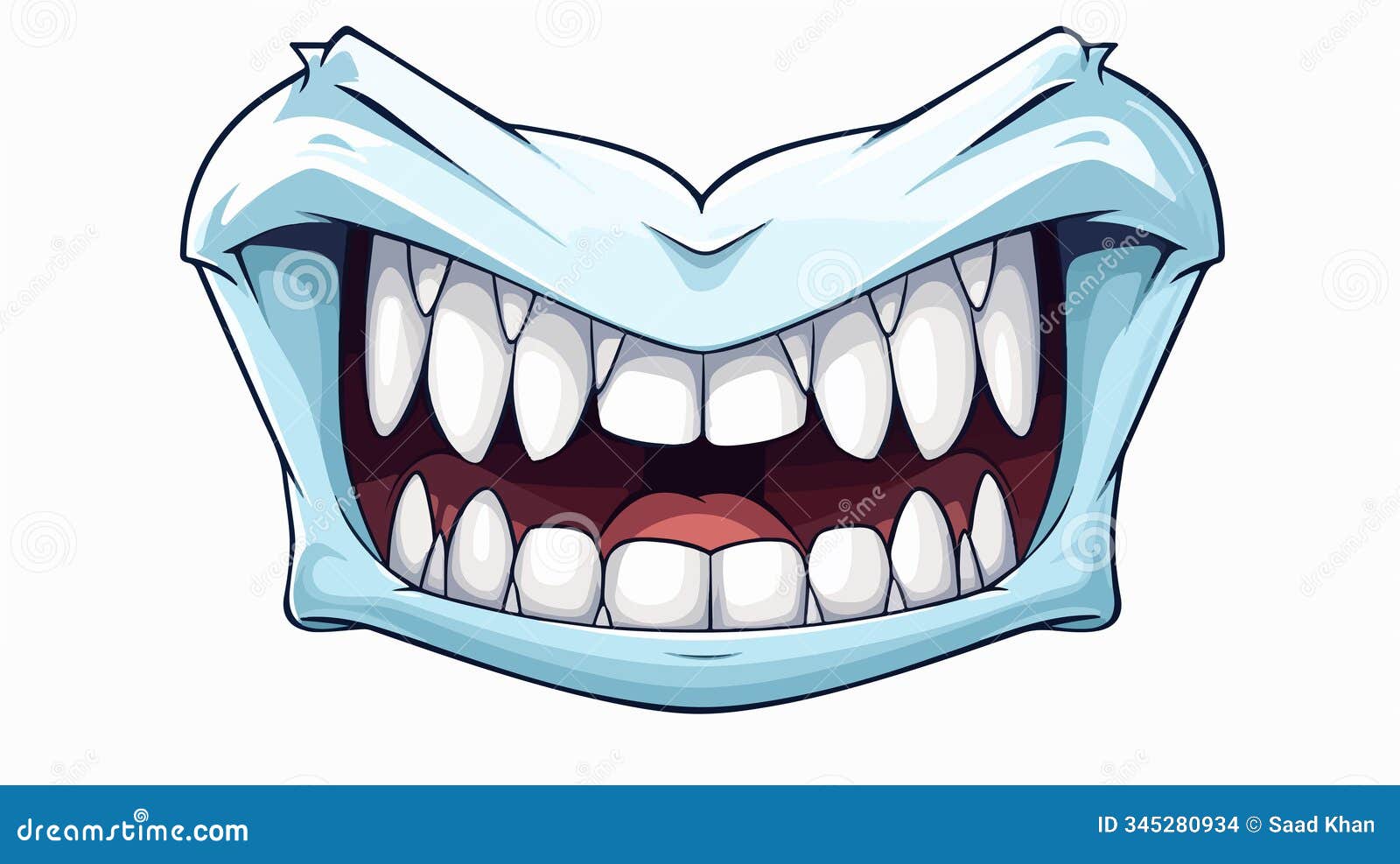 Angry Tooth Drawing stock vector. Illustration of design - 345280934