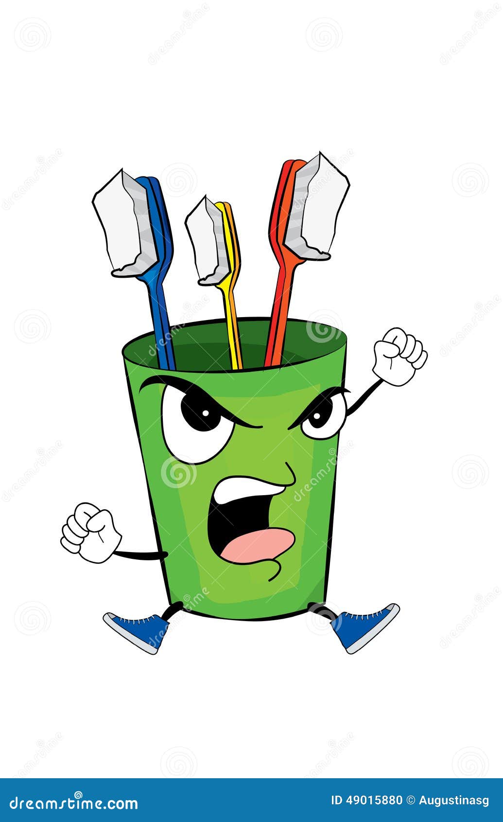 Angry Toothbrushes in a Cup Cartoon Stock Illustration - Illustration ...